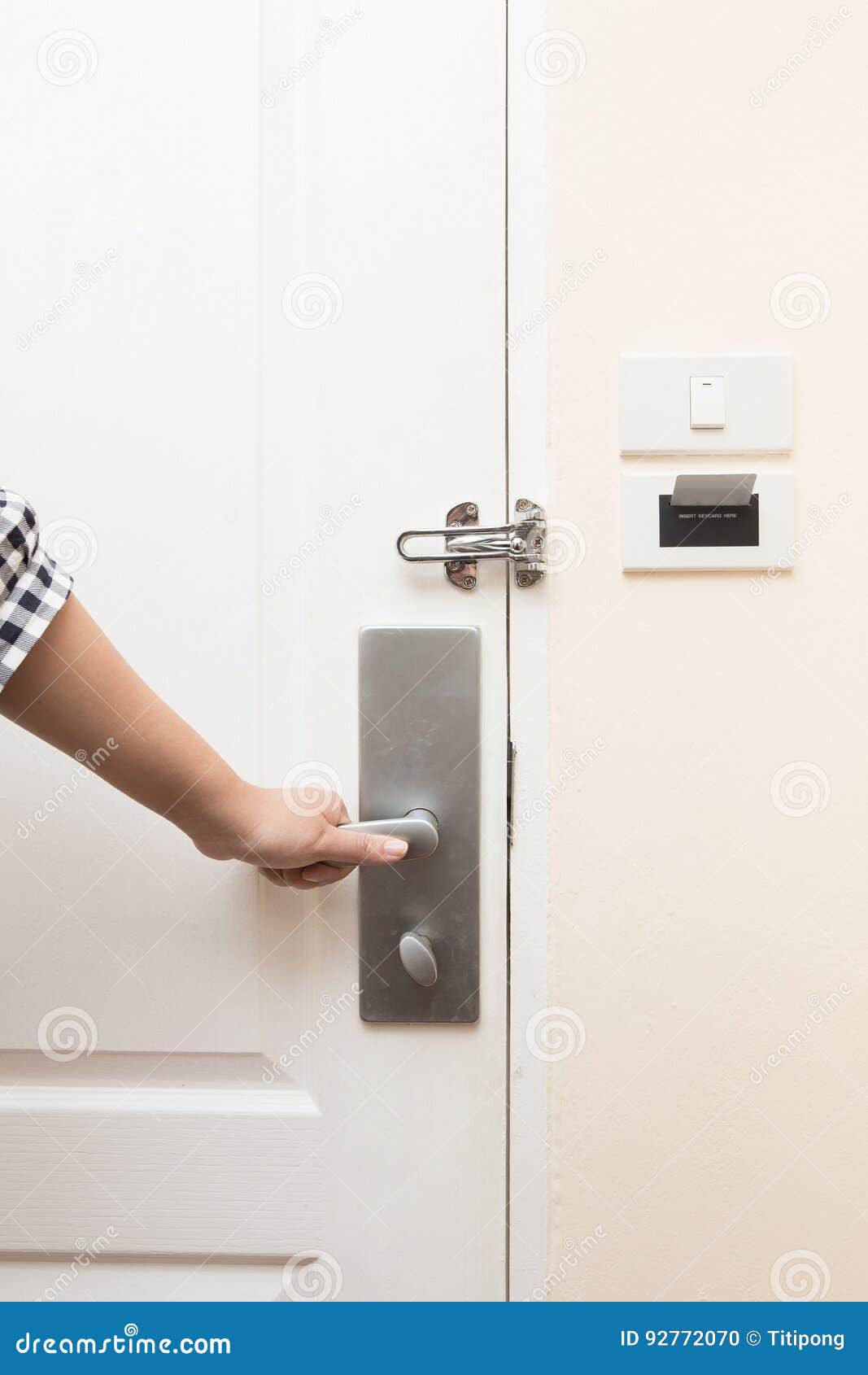 A Hand Inserting Keycard in the Electronic Lock Stock Photo - Image of ...