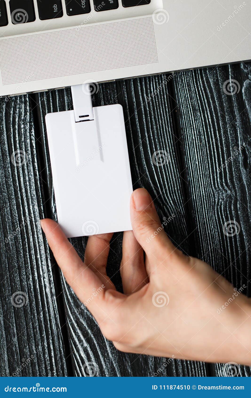 Hand Inserting USB Flash Drive into Computer Laptop. Stock Photo ...