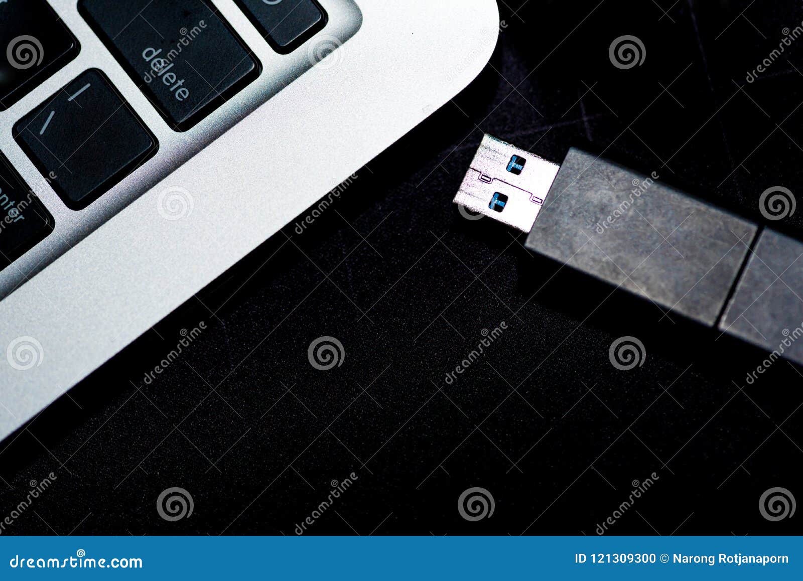 Hand Inserting USB Flash Memory Drive Plugged into a Computer Laptop ...