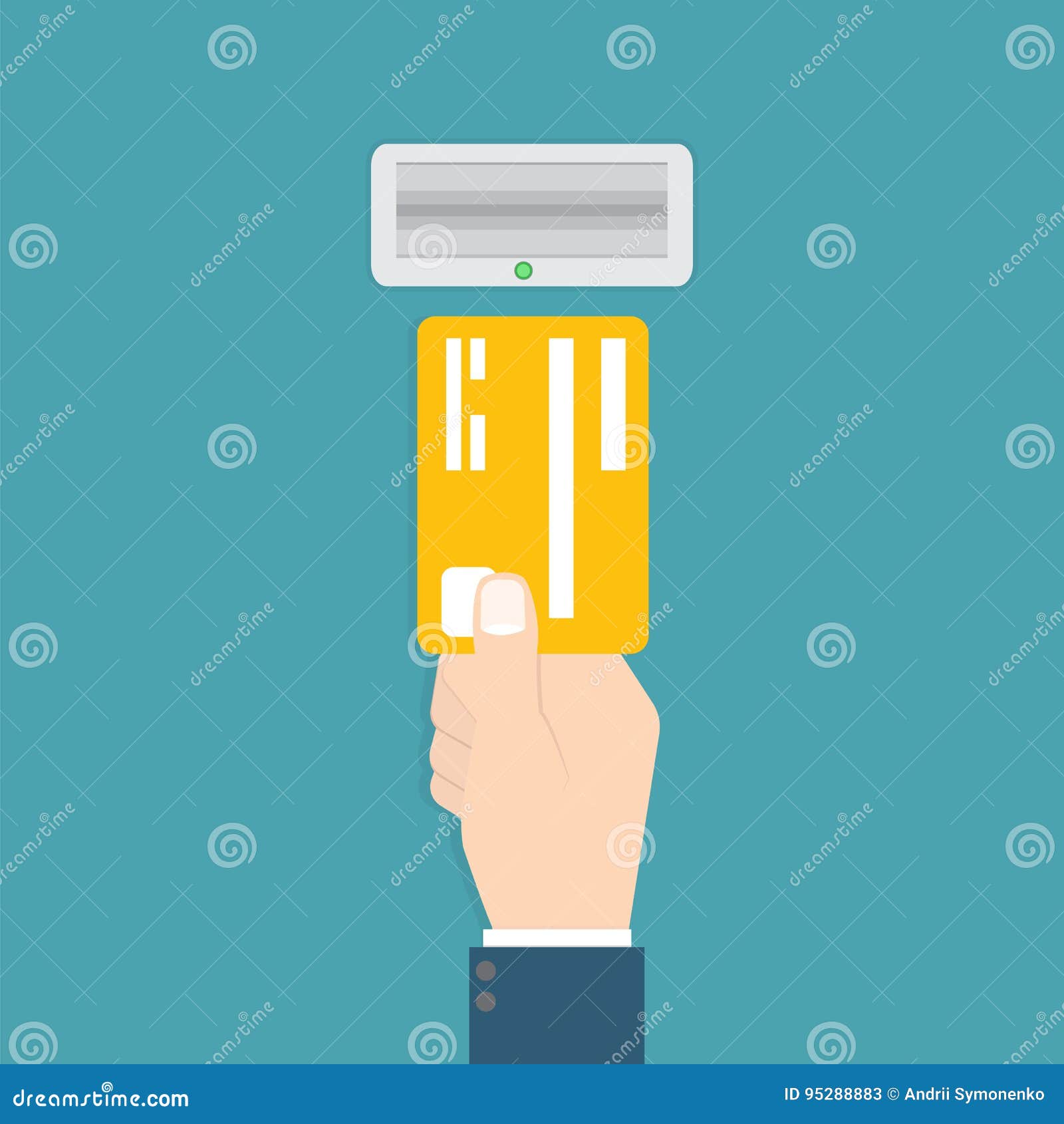 Hand Inserts a Credit Card into ATM. Vector Illustration Stock Vector ...