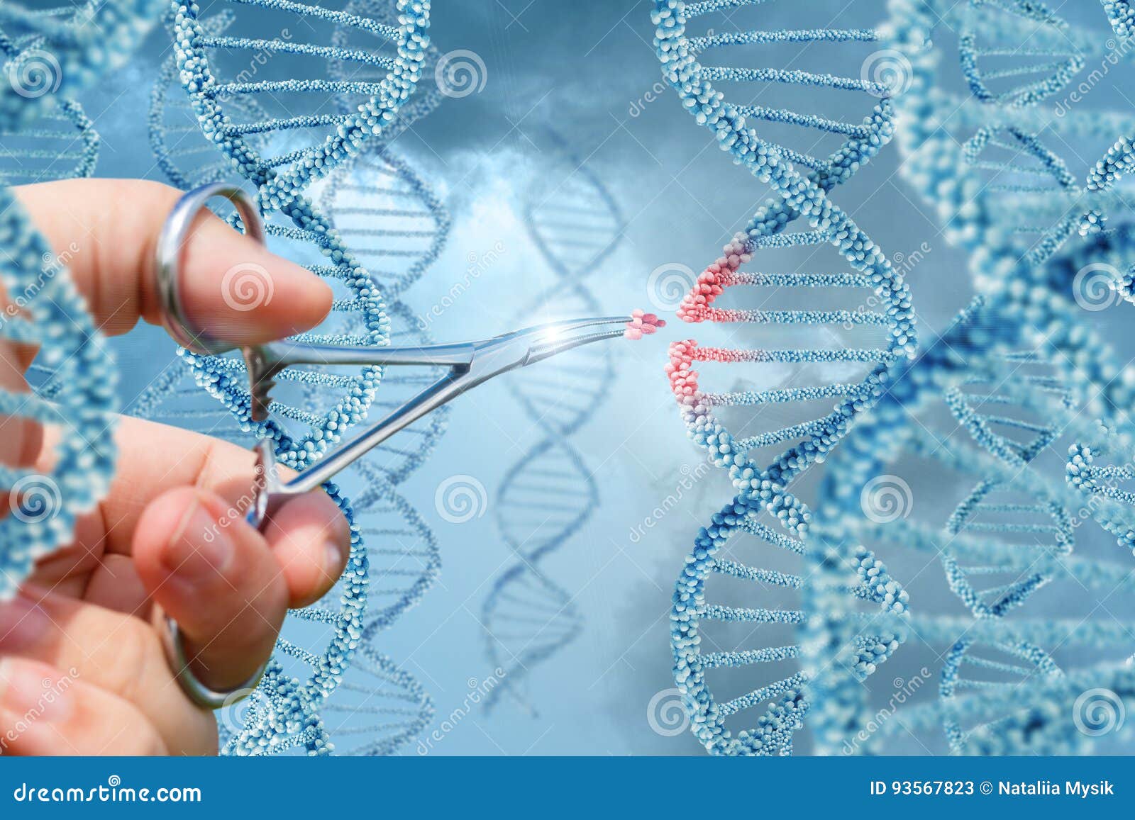 Hand Inserts a Molecule into DNA. Stock Image - Image of medical ...