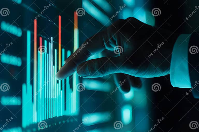 A Hand Interacting with a Digital Bar Graph Display Stock Illustration ...