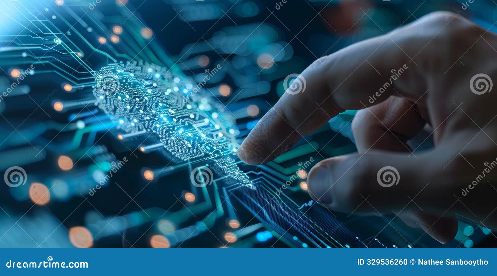 Hand Interacting With AI Cybersecurity Icons On A Dark Neon Background Royalty-Free Stock Image ...