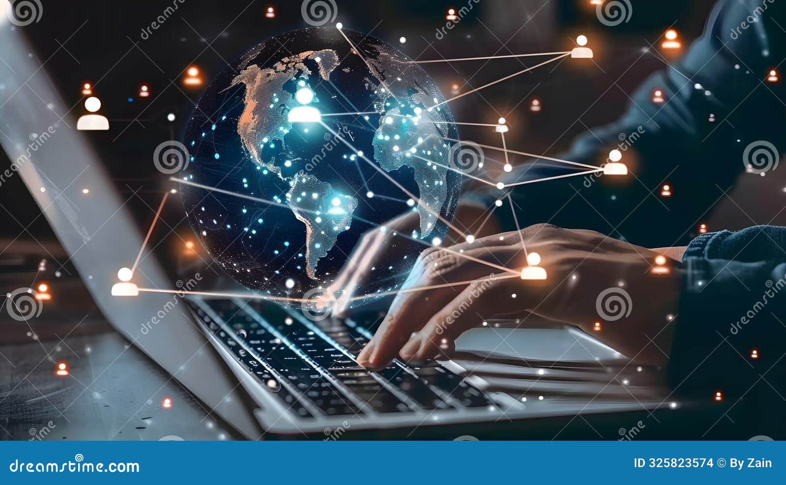 Hand Interacting with Digital Interface on Laptop,Technology Data ...