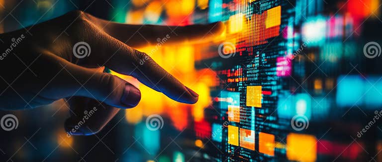 A Hand Interacting with a Digital Task Board, Organizing Tasks in a ...