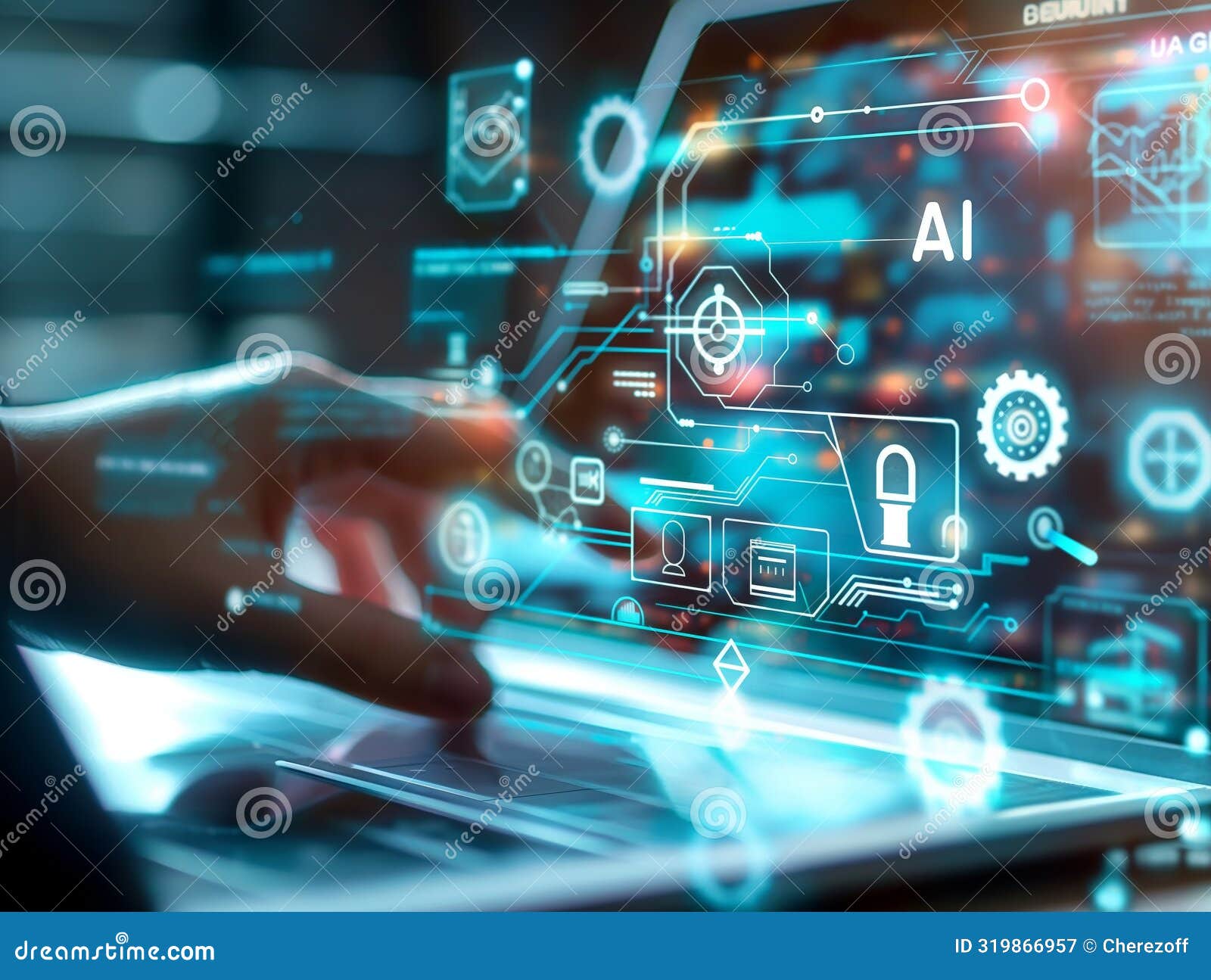 Futuristic Interface with AI Technology Stock Image - Image of data ...