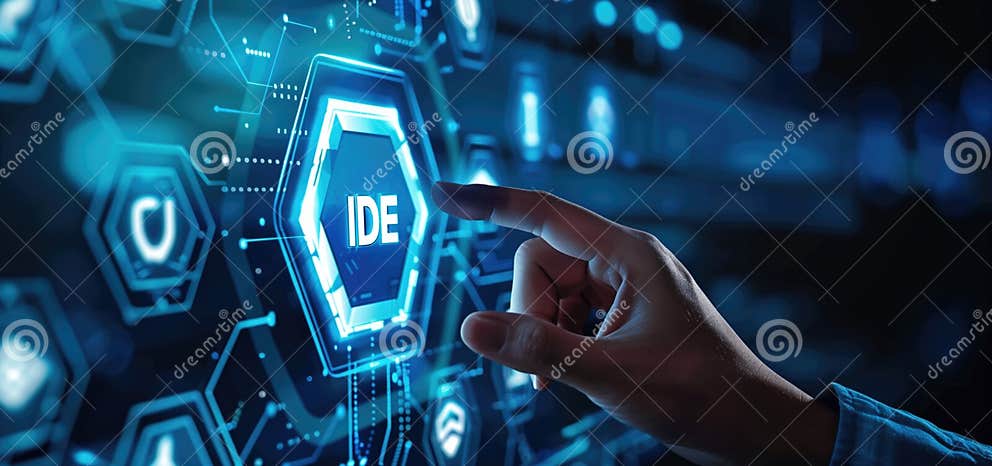 Hand Interacting with Virtual IDE Interface in Futuristic Digital ...