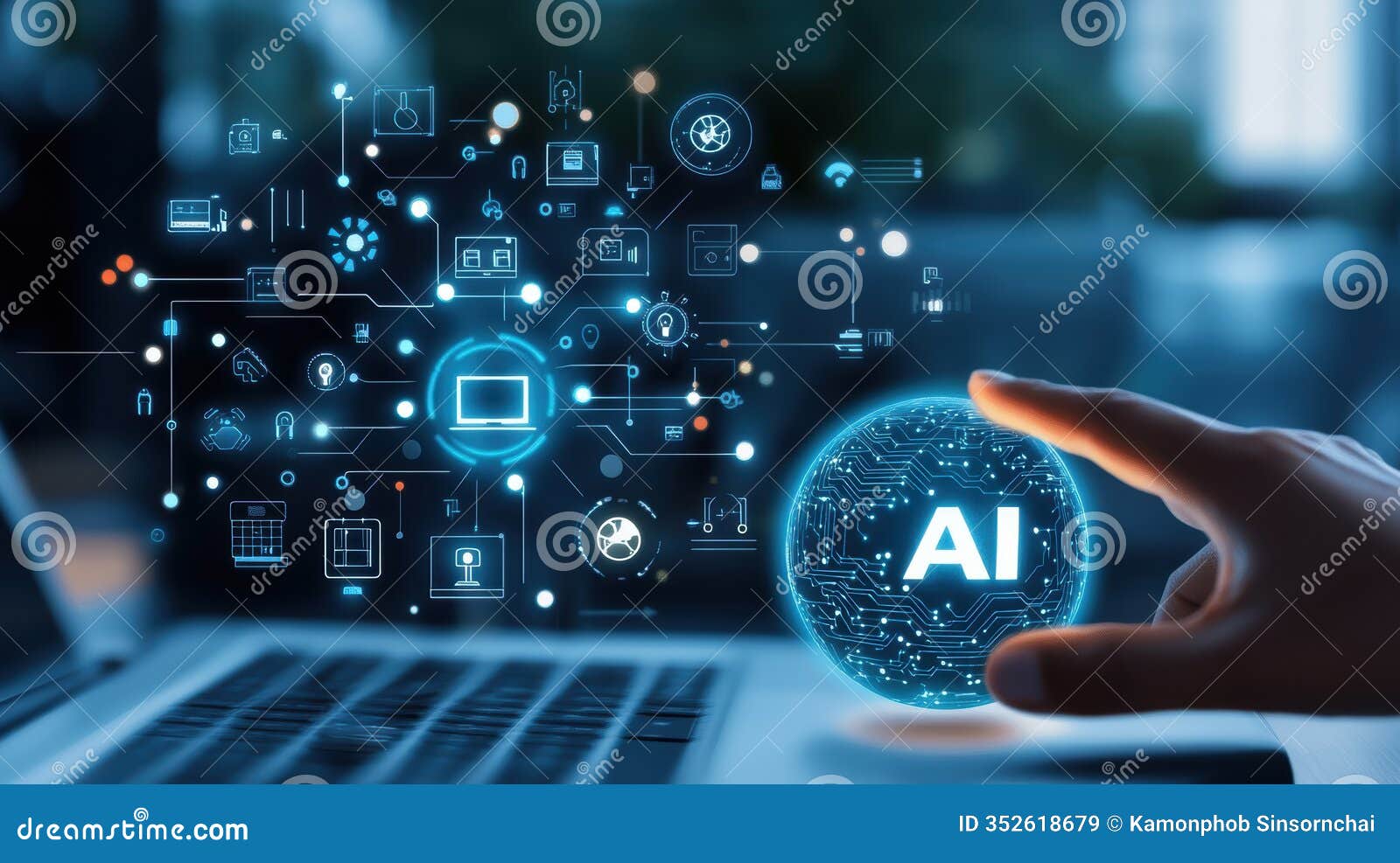 AI Technology Innovation Futuristic Globe with Smart Home and IoT ...