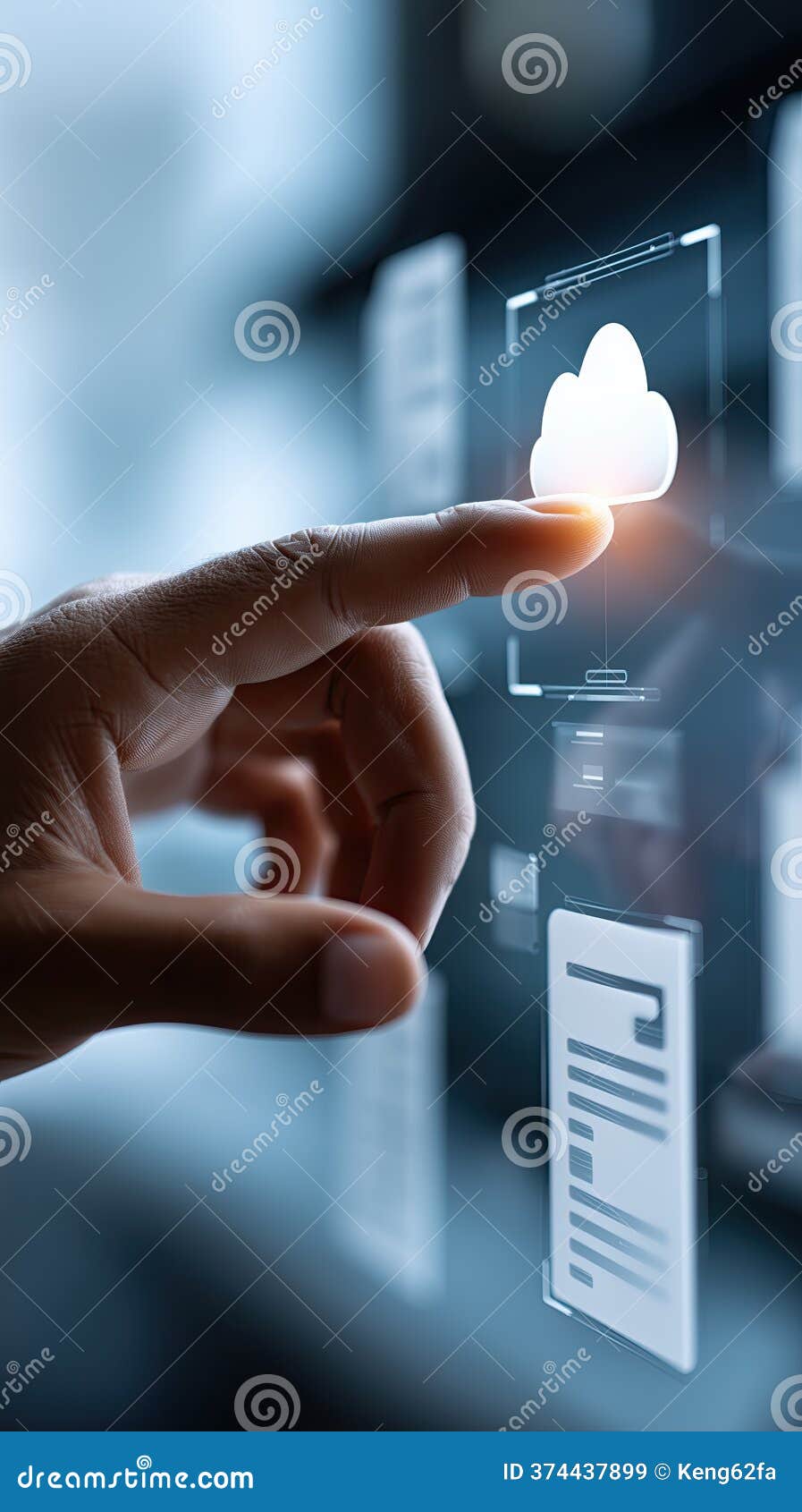 A Hand Interacts With A Futuristic, Transparent Touchscreen Displaying Various Digital Data ...