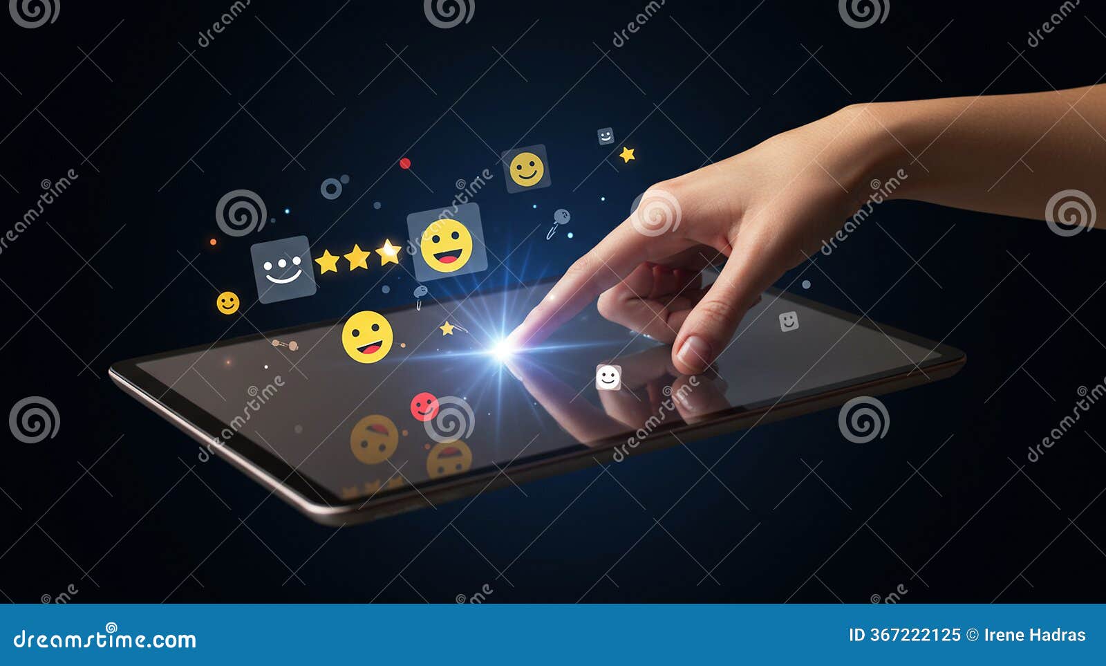 A Hand Interacts With Futuristic Augmented Reality Interface On Tablet ...