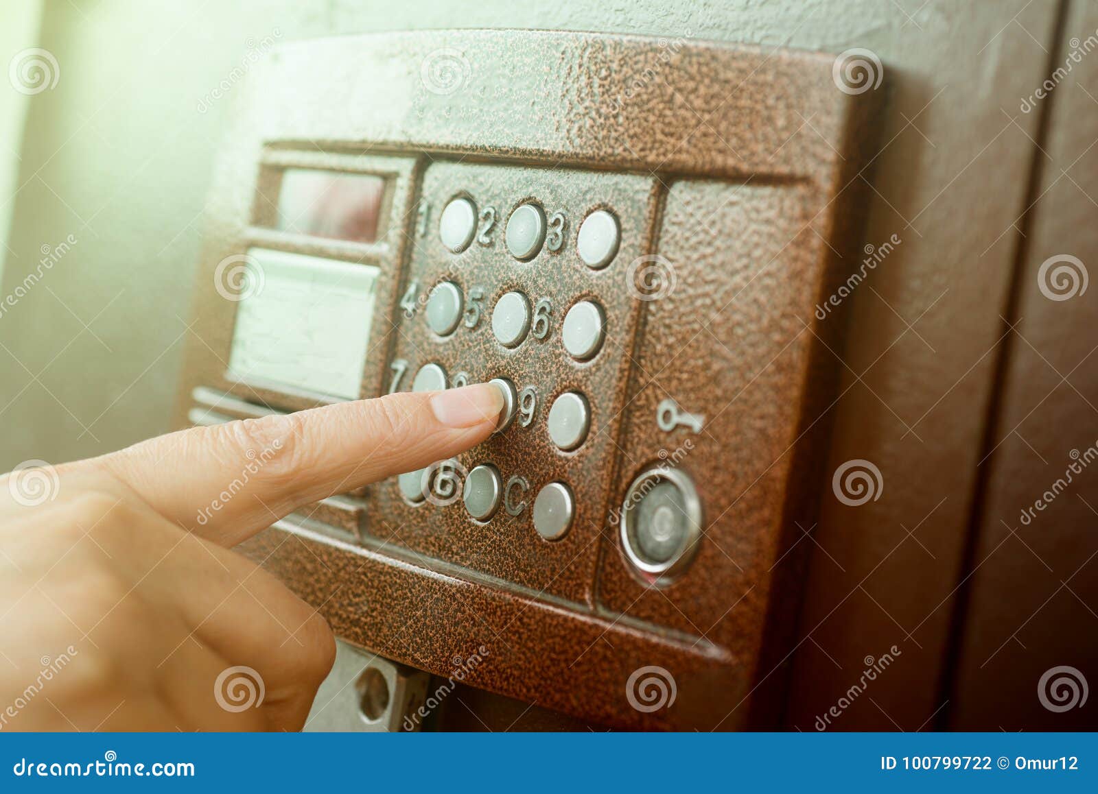 Hand with Intercom at the Front Door Stock Photo - Image of safety ...
