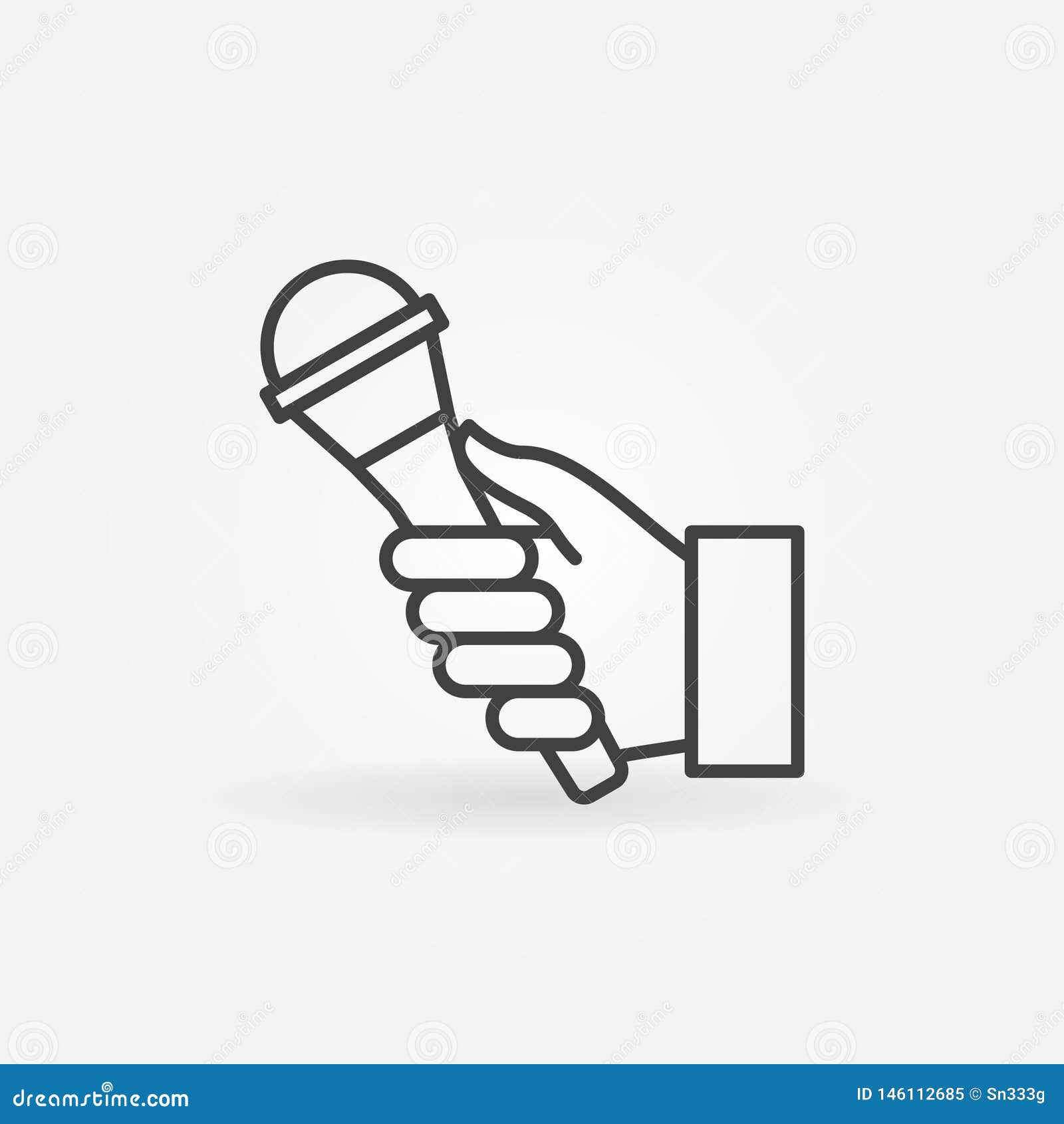 Hand with Interview Microphone Outline Vector Icon Stock Vector ...