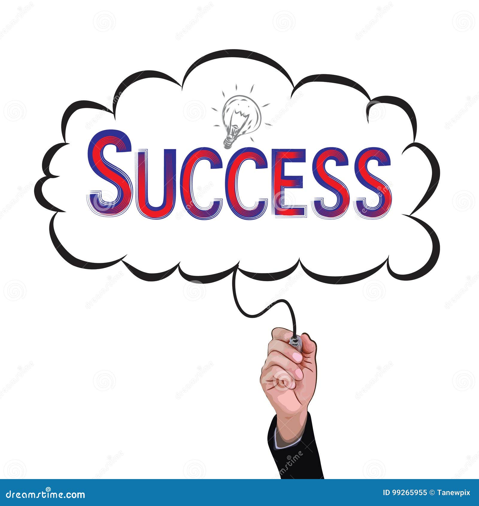 Hand Isolate Pencil Idea Write Red Success Illustration. Stock Vector ...