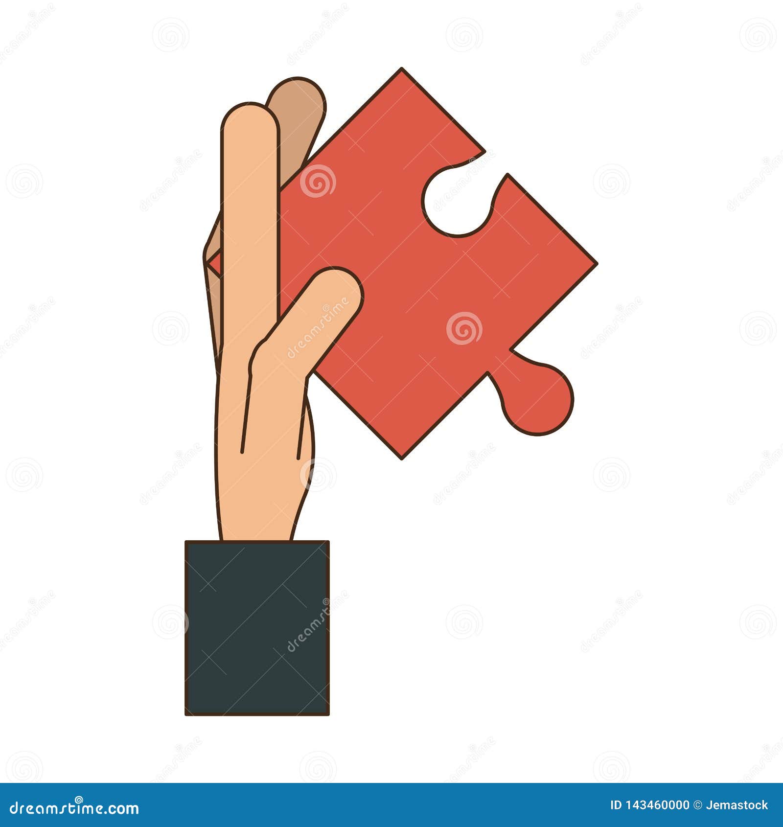 Hand with jigsaw stock vector. Illustration of white - 143460000