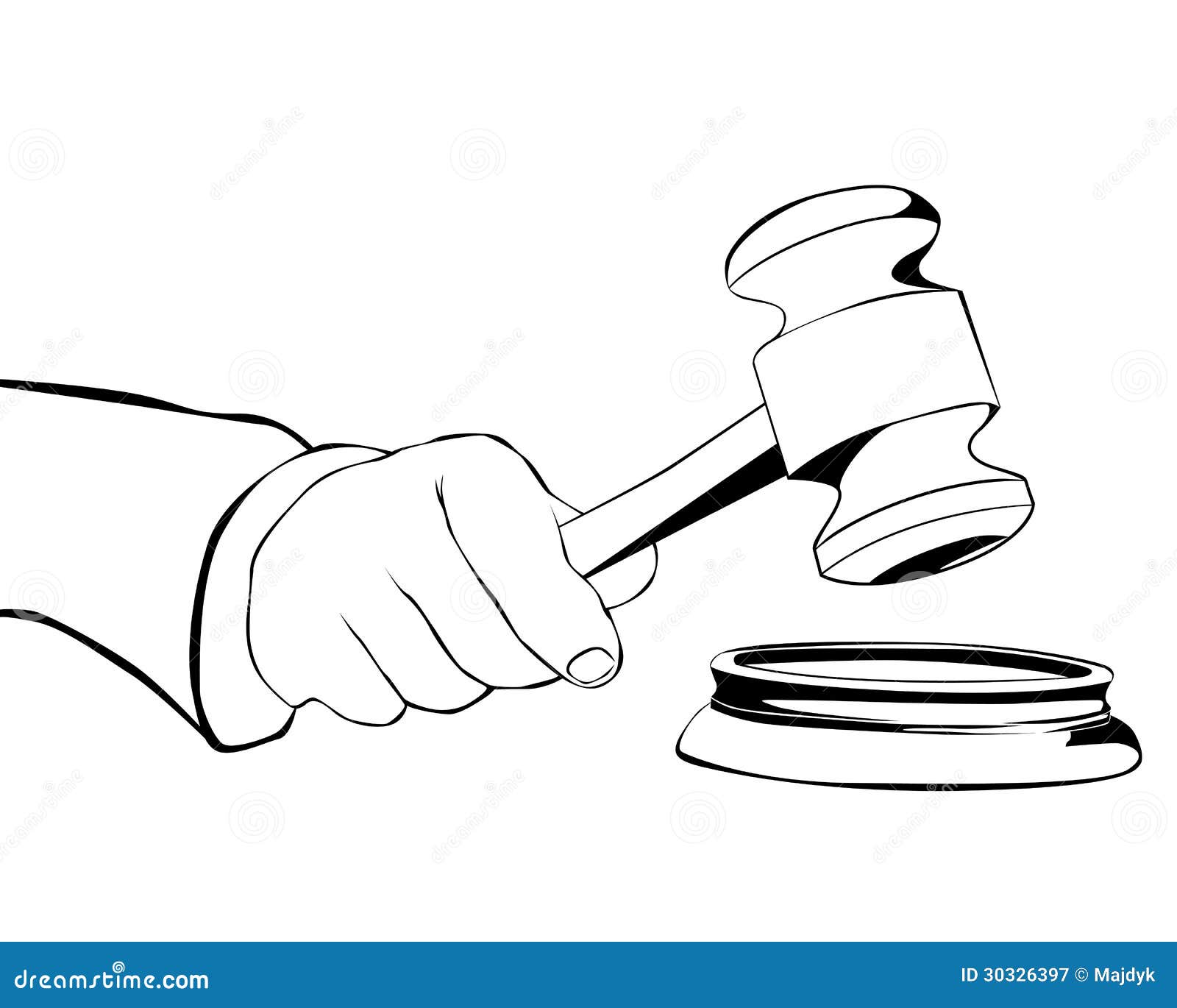 Hand with judicial hammer stock vector. Illustration of vector - 30326397