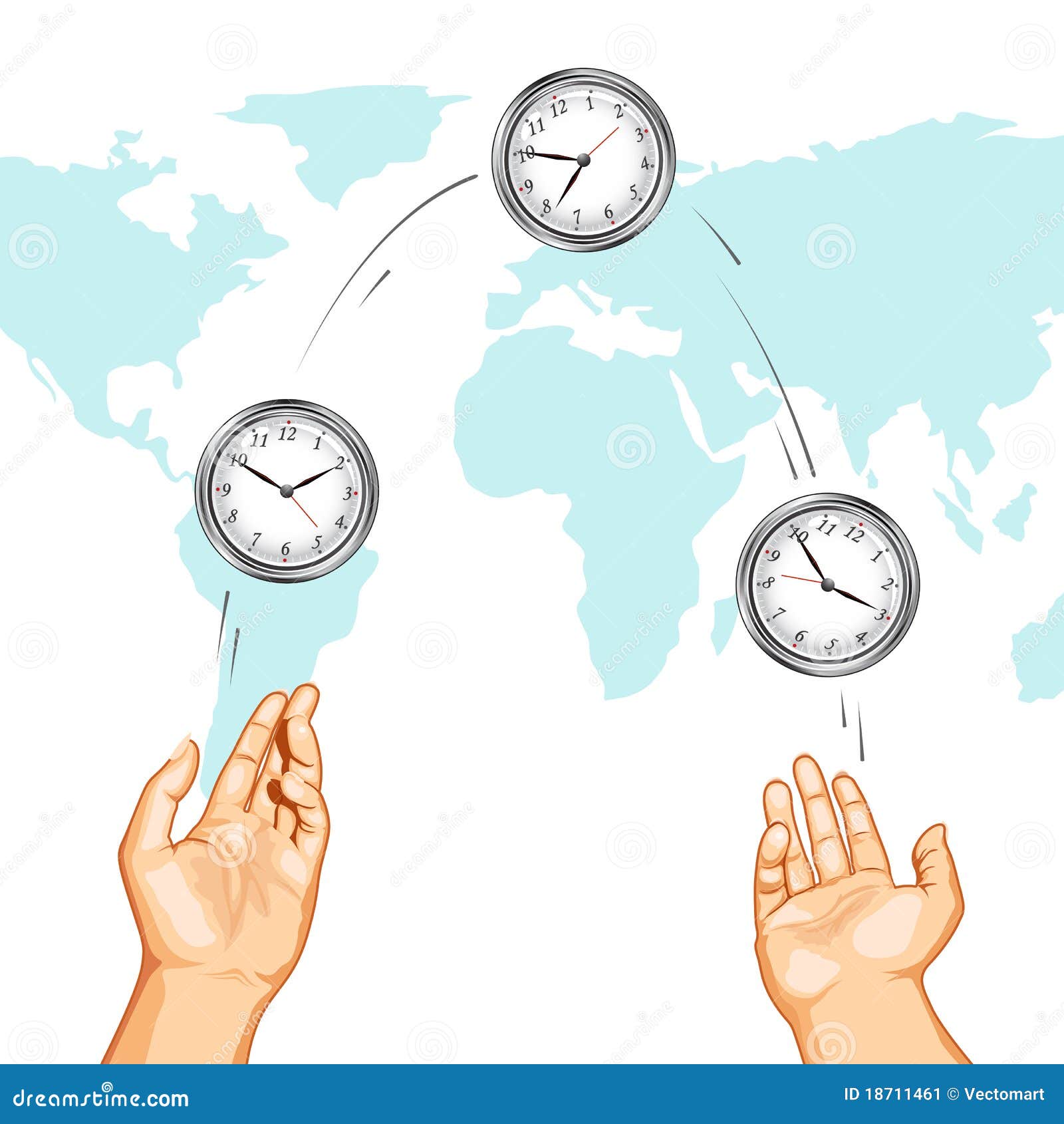 Hand Juggling Clock Showing International Times Stock Vector ...