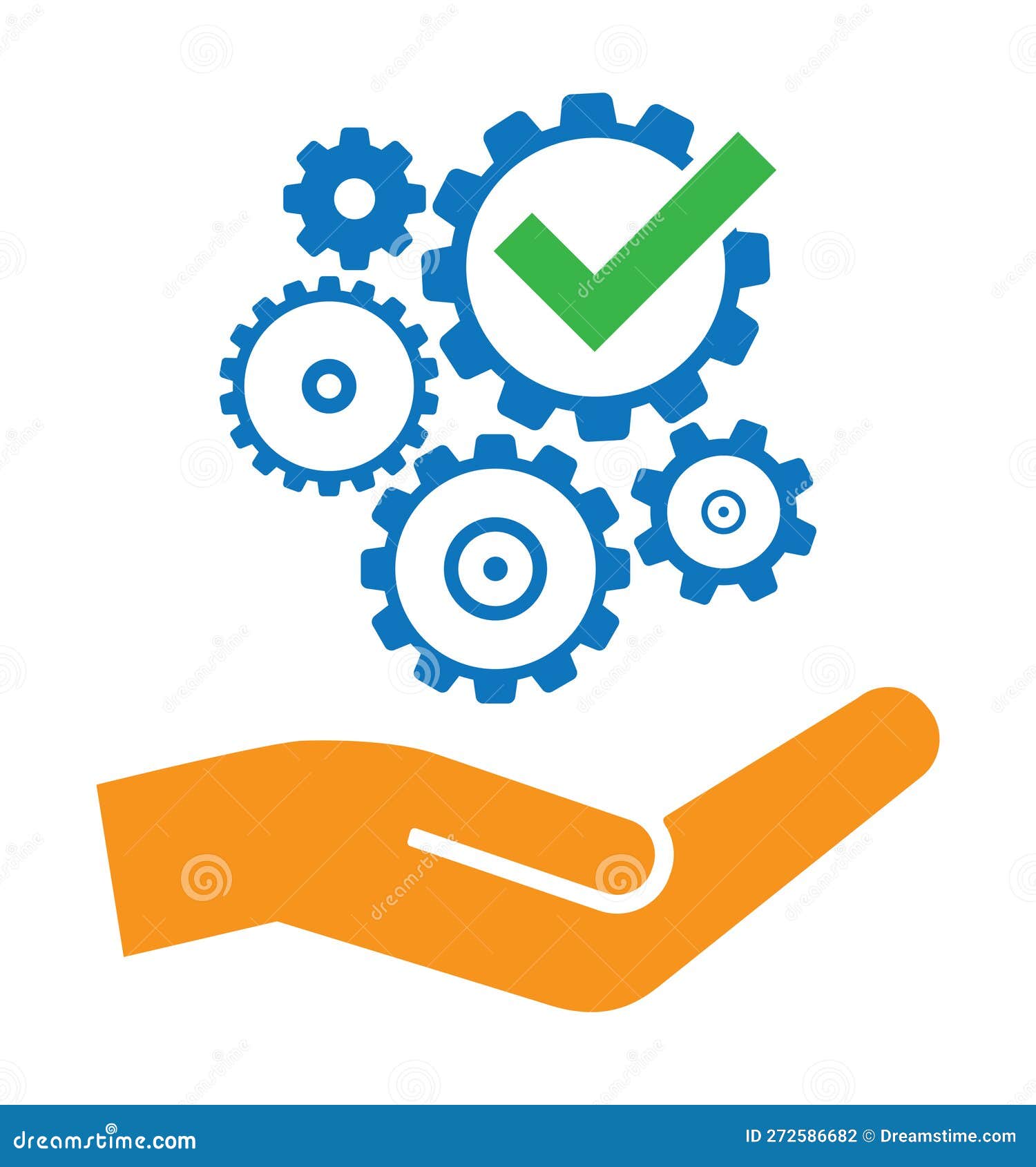 Hand Keep Gears Cogs Mechanism Stock Vector - Illustration of tick ...