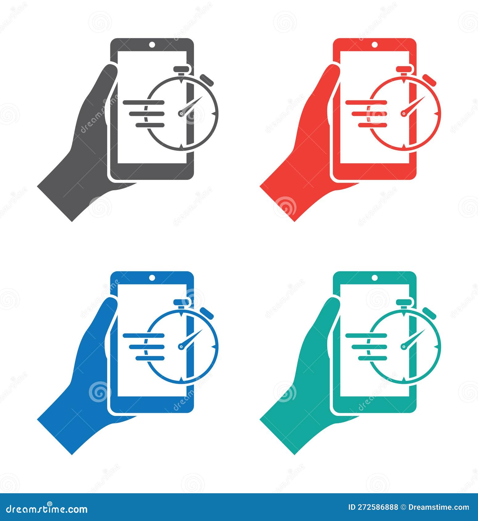 Hand Keep Smartphone with Timer Stock Vector - Illustration of phone ...
