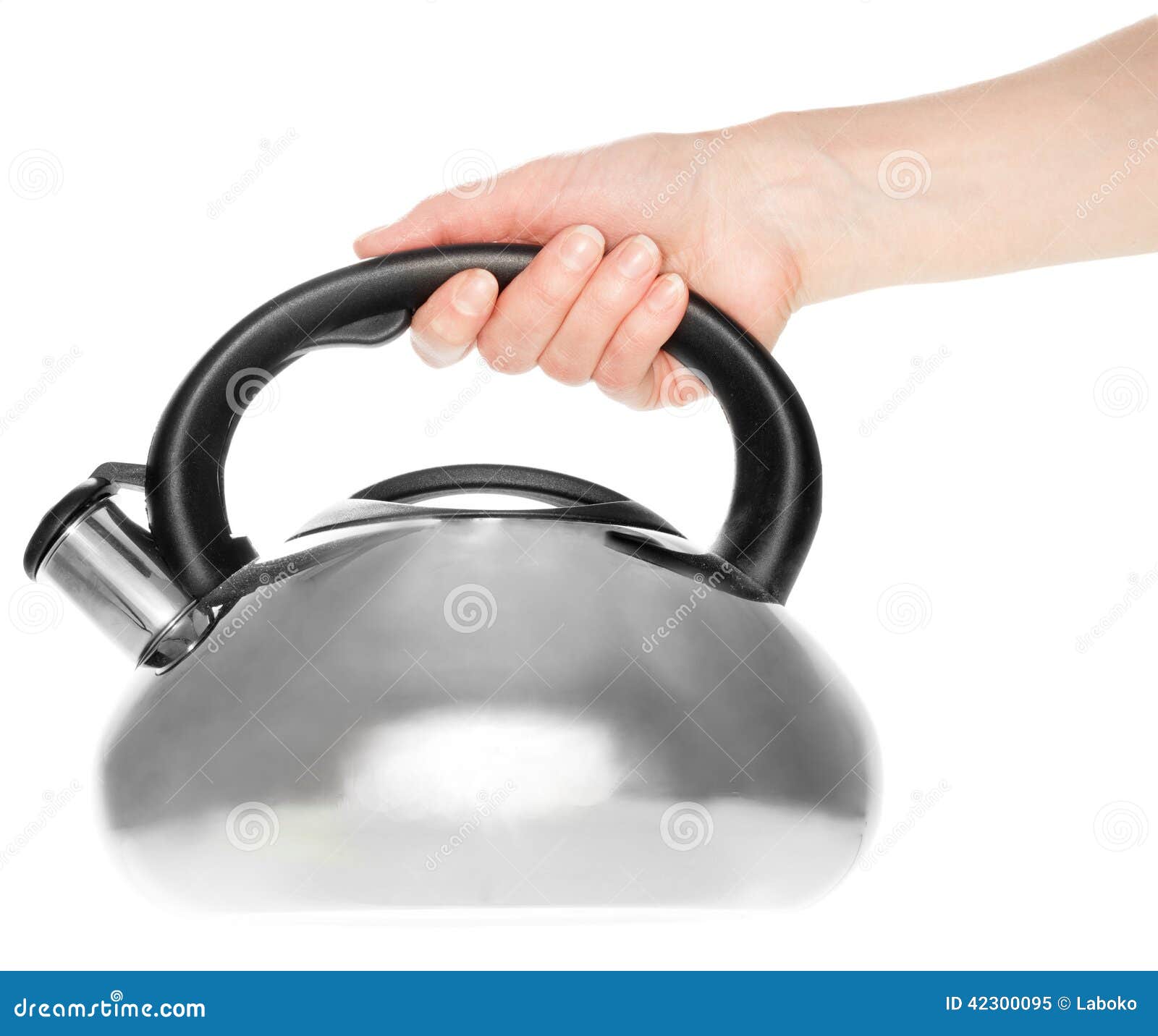 Hand with kettle stock image. Image of handle, black - 42300095