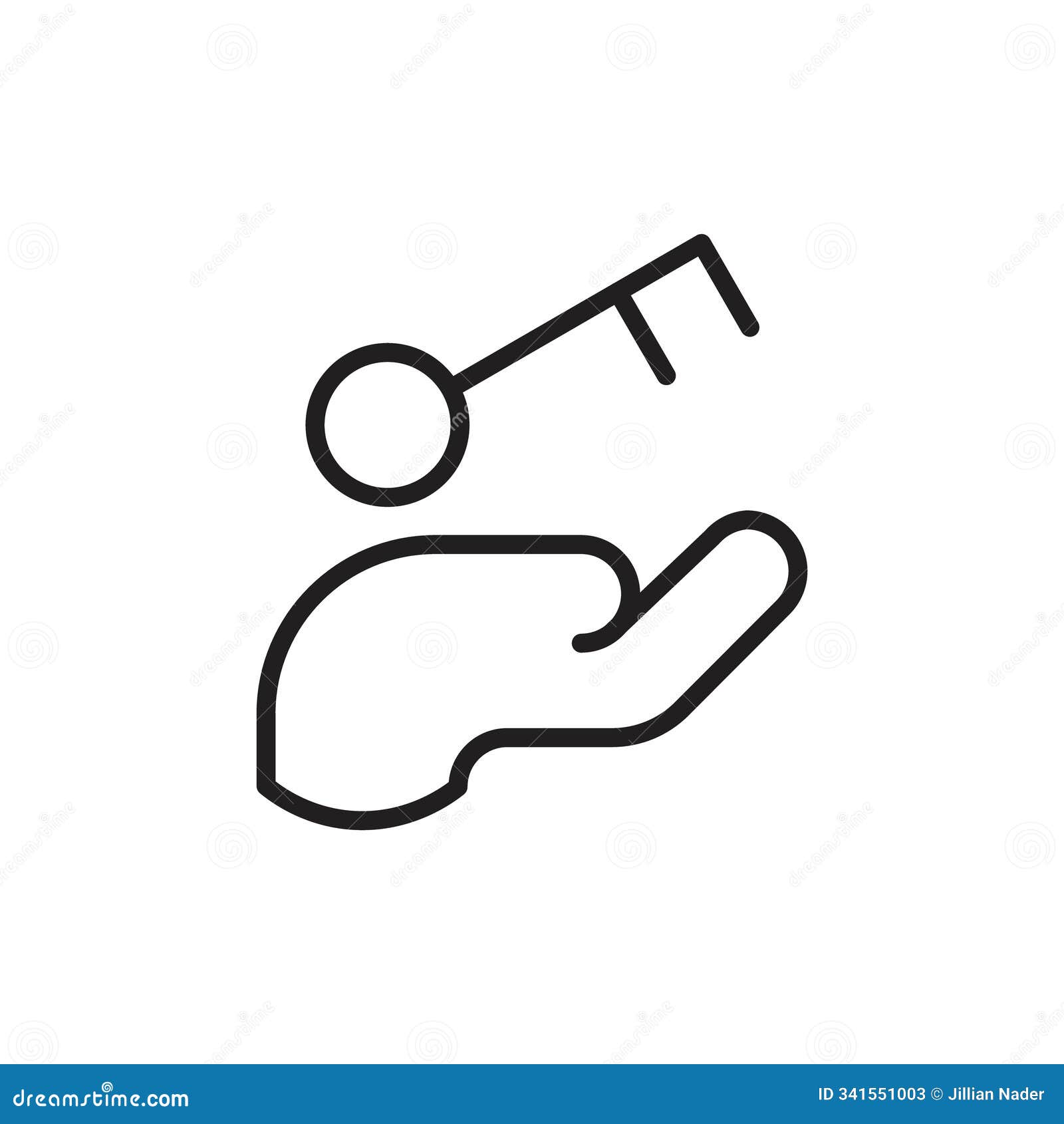 Hand Key Icon Flat Line Illustration Stock Illustration - Illustration ...