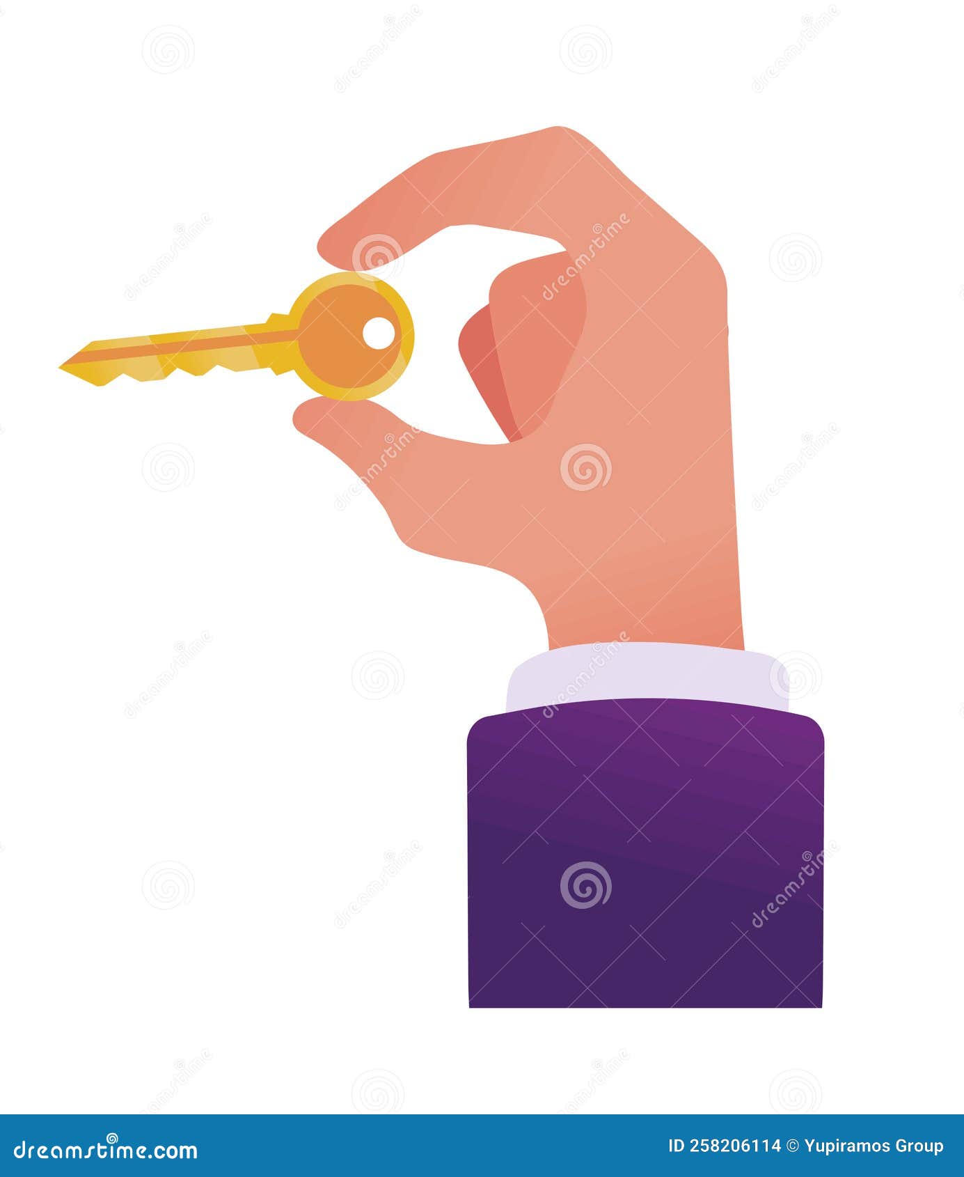 Hand with key stock vector. Illustration of concept - 258206114