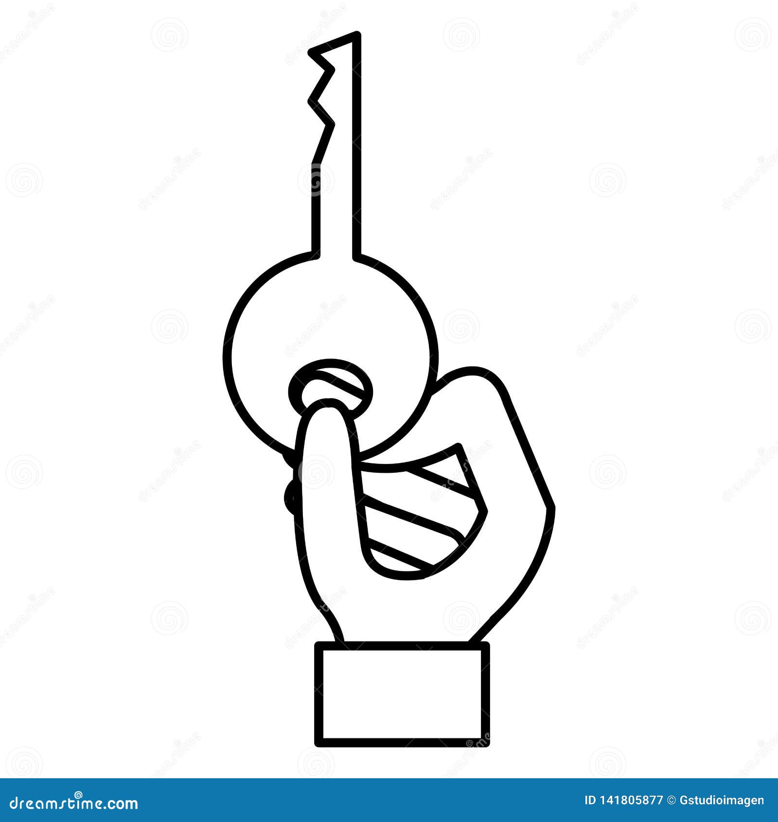 Hand with key icon stock vector. Illustration of lock - 141805877