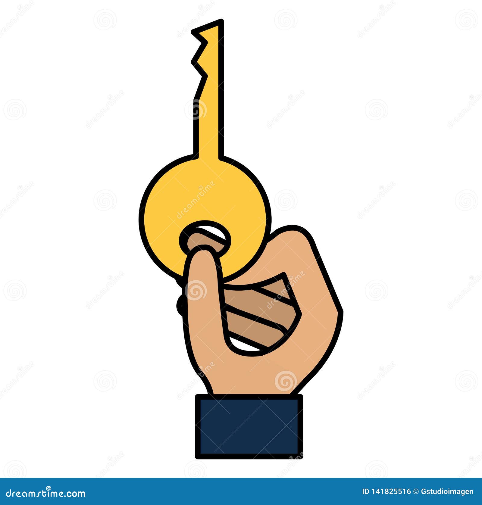 Hand with key icon stock vector. Illustration of symbol - 141825516