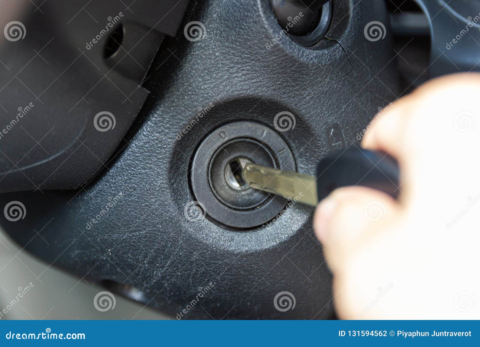 Hand on Key Inserted into Switch of Car Stock Photo - Image of hand ...