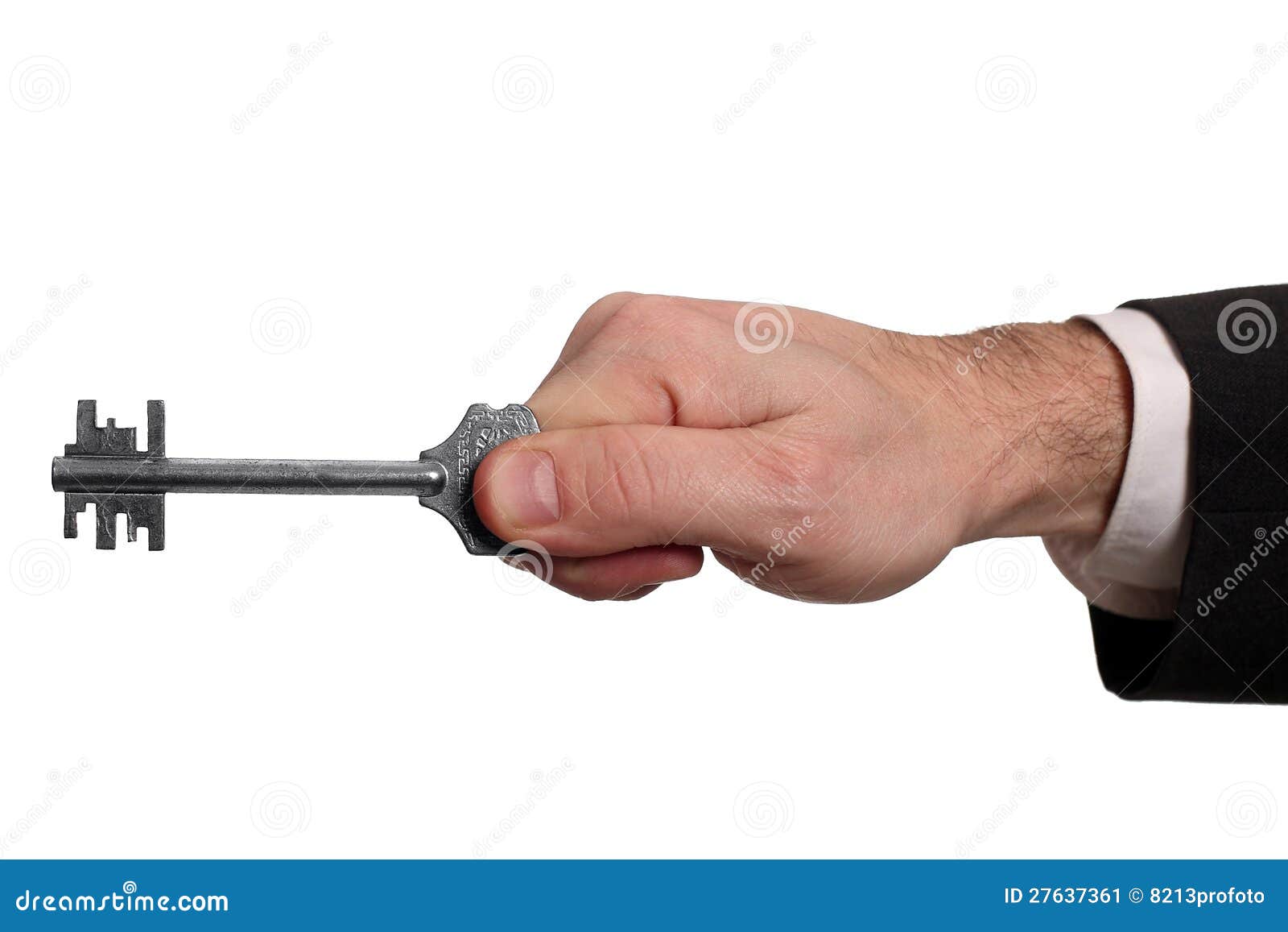 Hand with Key Isolated on White Background Stock Image - Image of ...