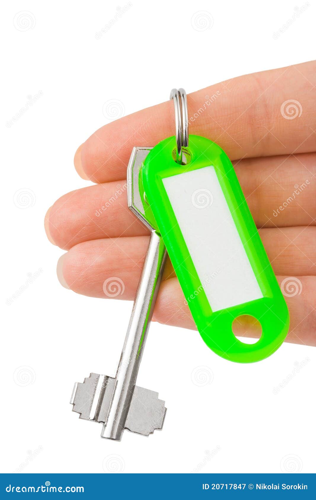 Hand and key with label stock image. Image of giving - 20717847