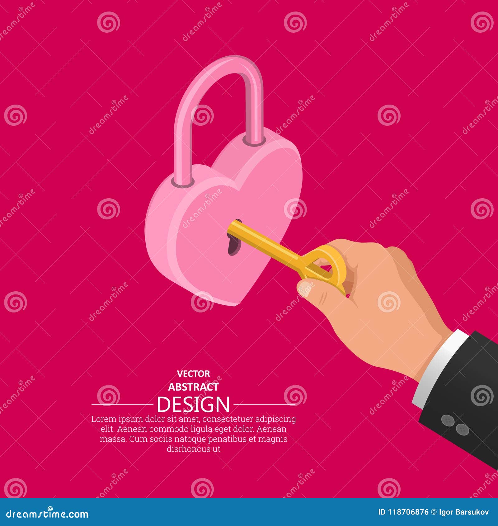 Hand with a Key in the Lock Stock Vector - Illustration of concept ...