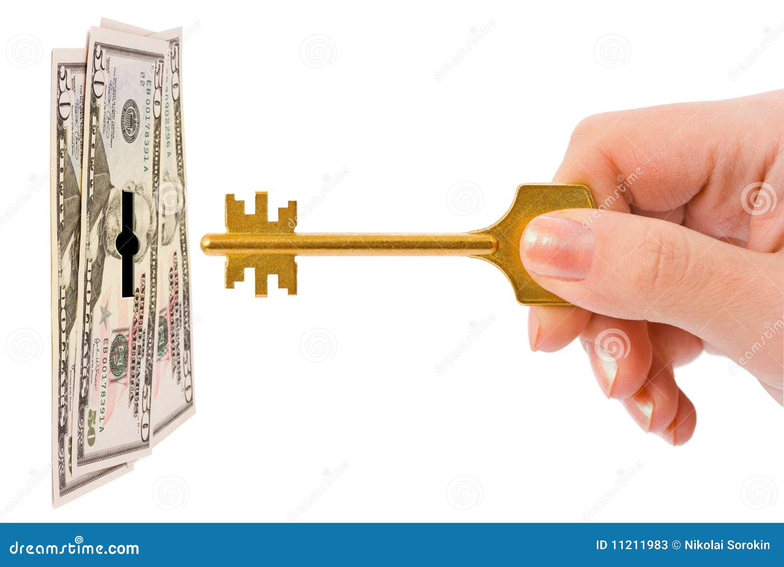 Hand with key and money stock image. Image of paper, finance - 11211983