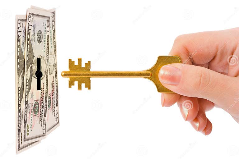 Hand with key and money stock image. Image of paper, finance - 11211983