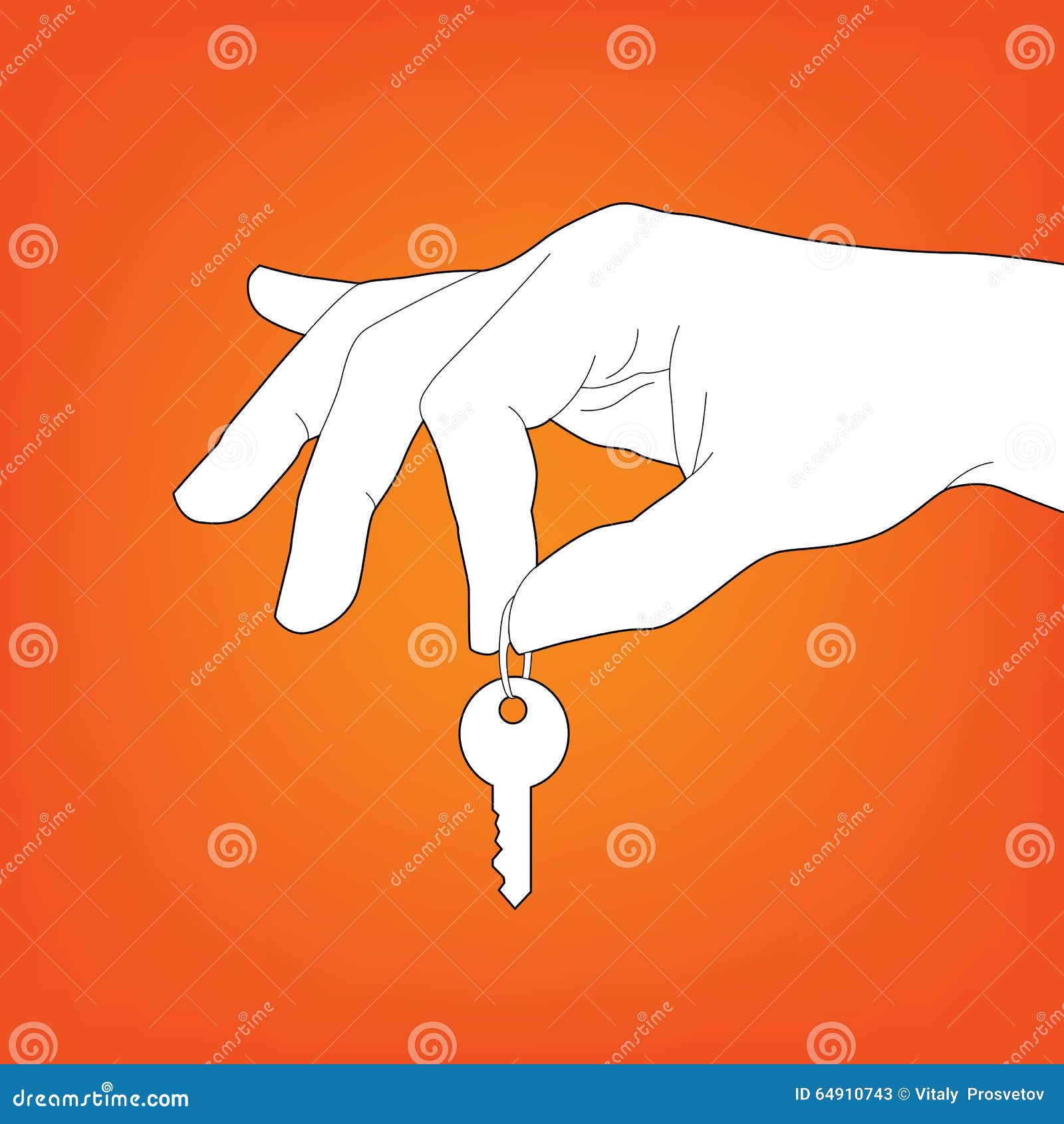 Hand with key stock vector. Illustration of gift, finance - 64910743