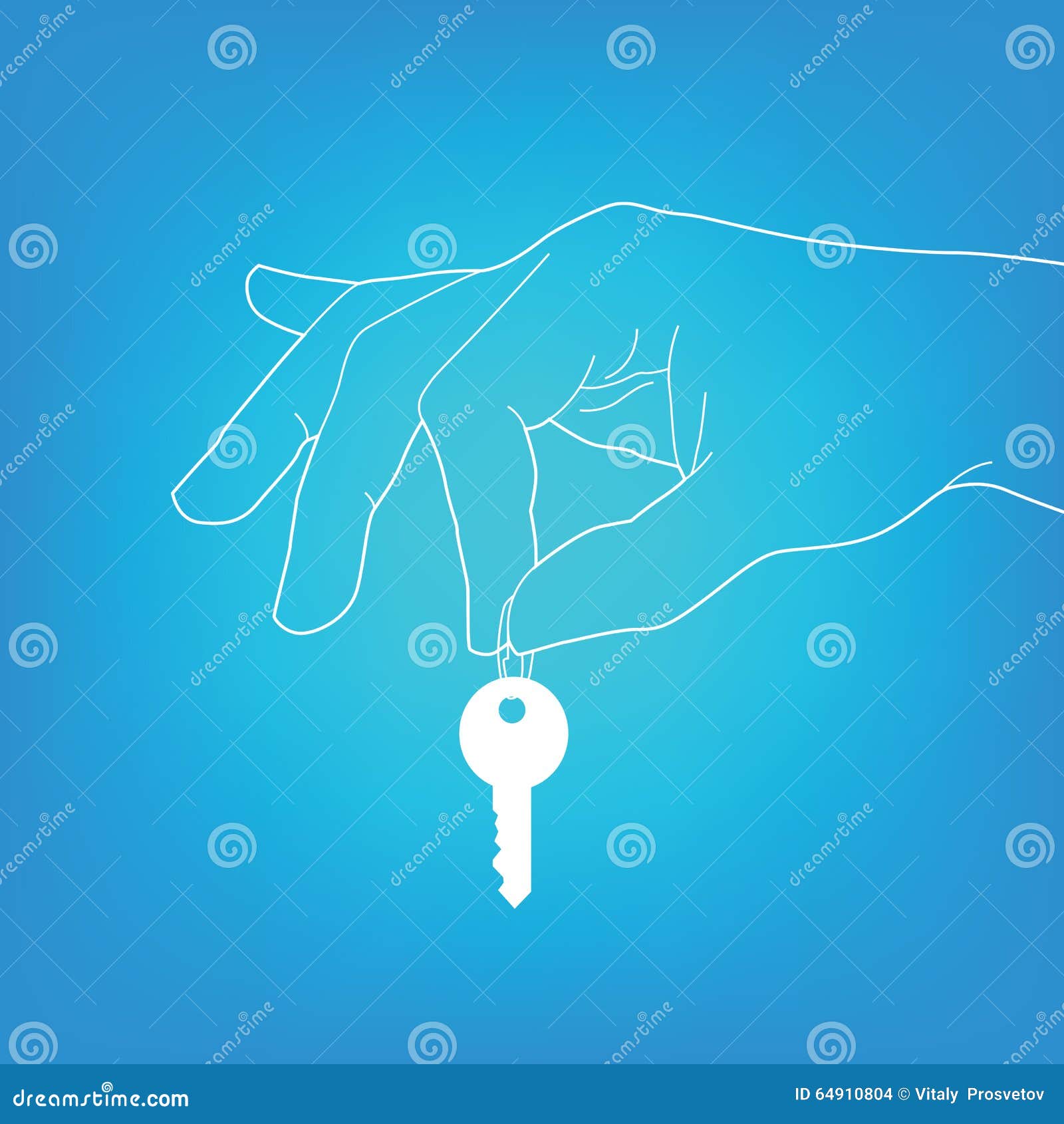 Hand with key stock vector. Illustration of agent, black - 64910804
