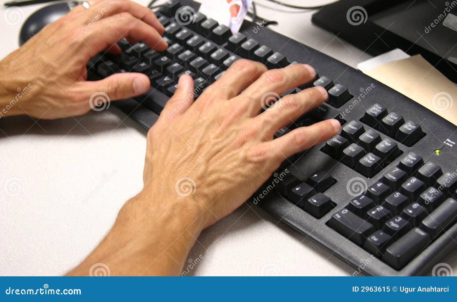 Hand on keyboard stock image. Image of mouse, office, press - 2963615