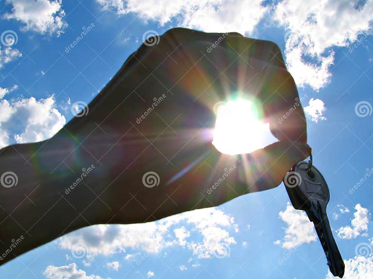 Hand with Keys with Happiness in Beams of the Sun Stock Image - Image ...