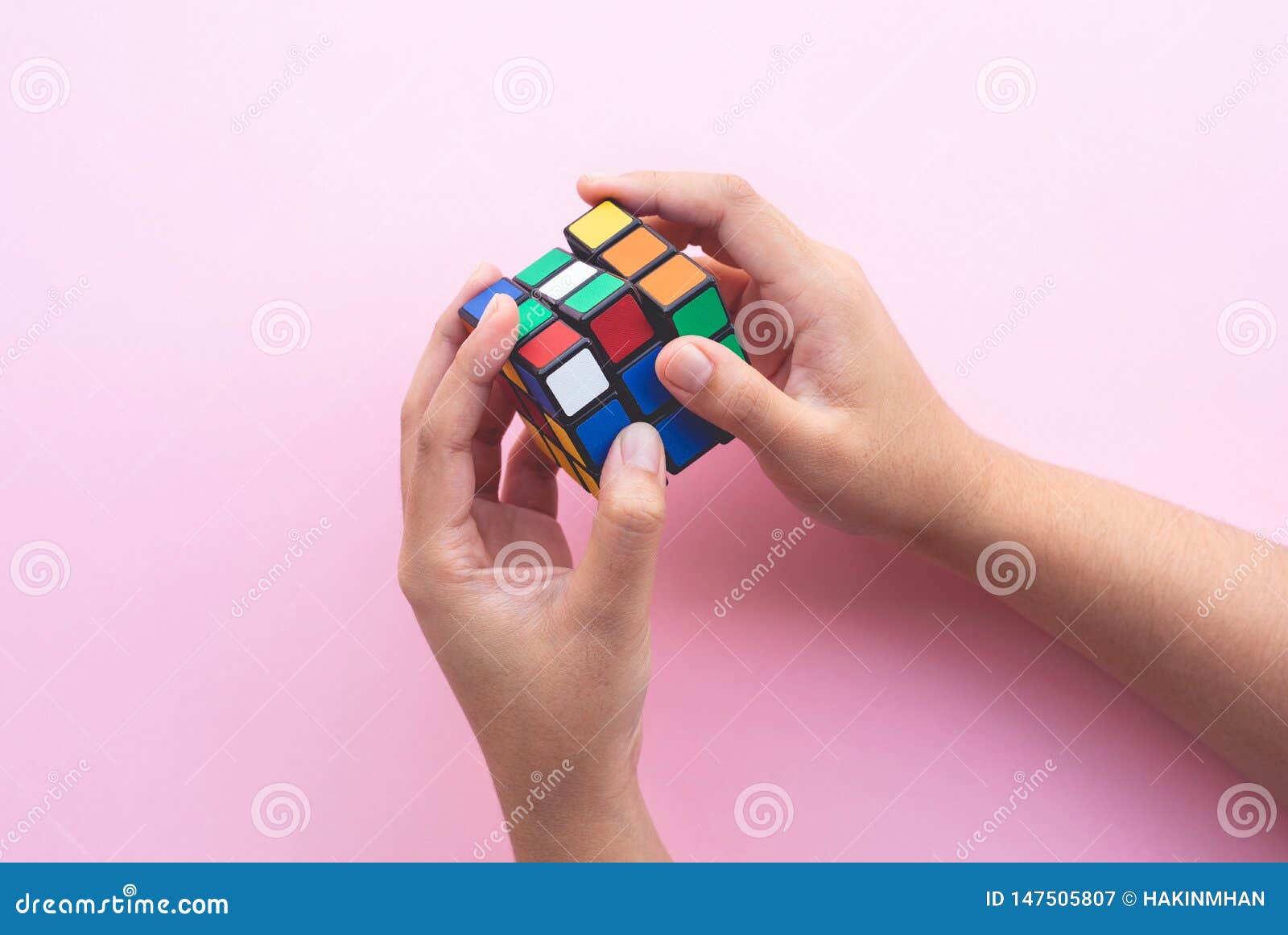 Hand Kid Playing Colorful Cube.learning with Solution Concepts ...