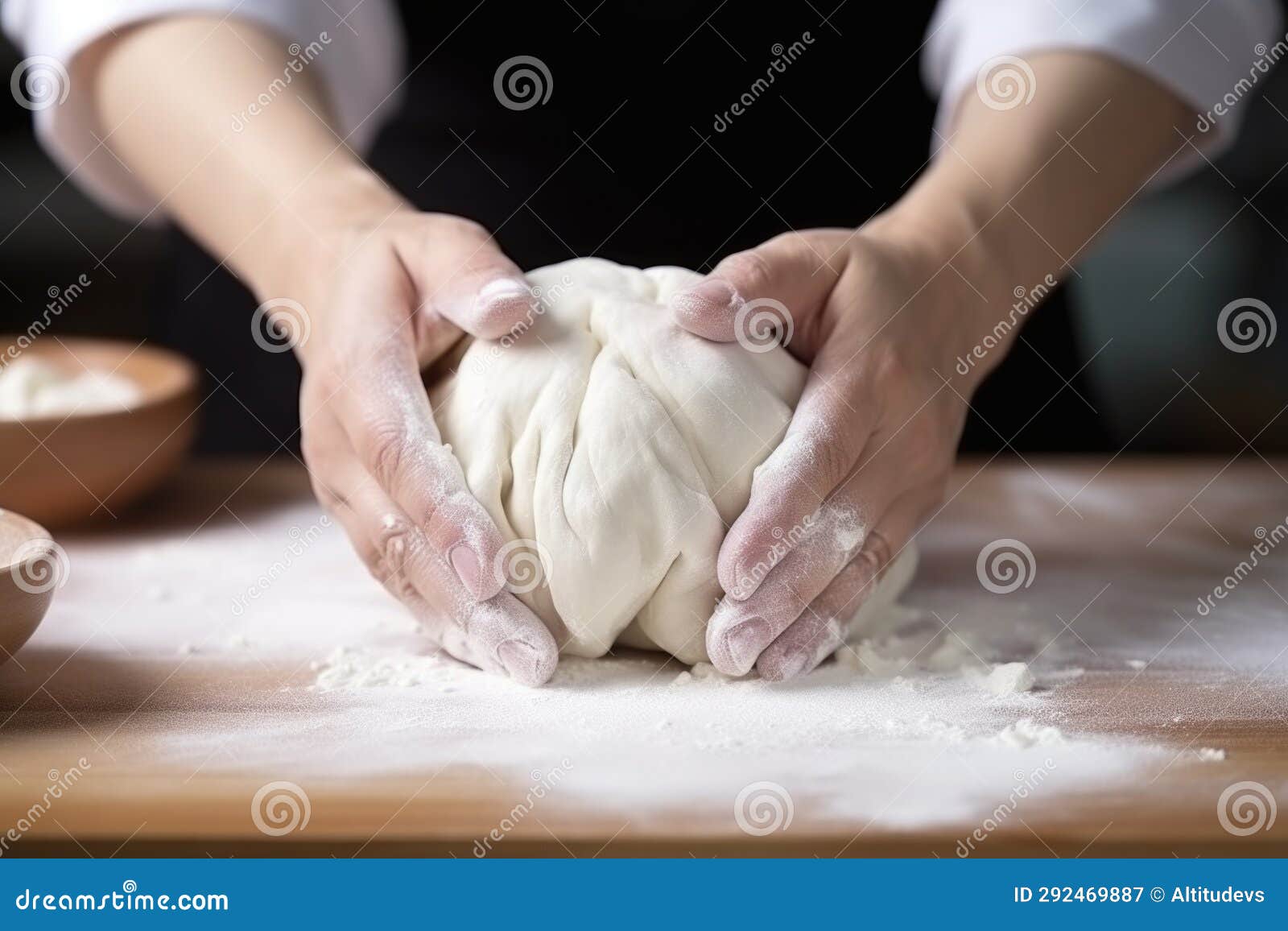 Hand Kneading and Stretching Dumpling Dough Stock Image - Image of ...