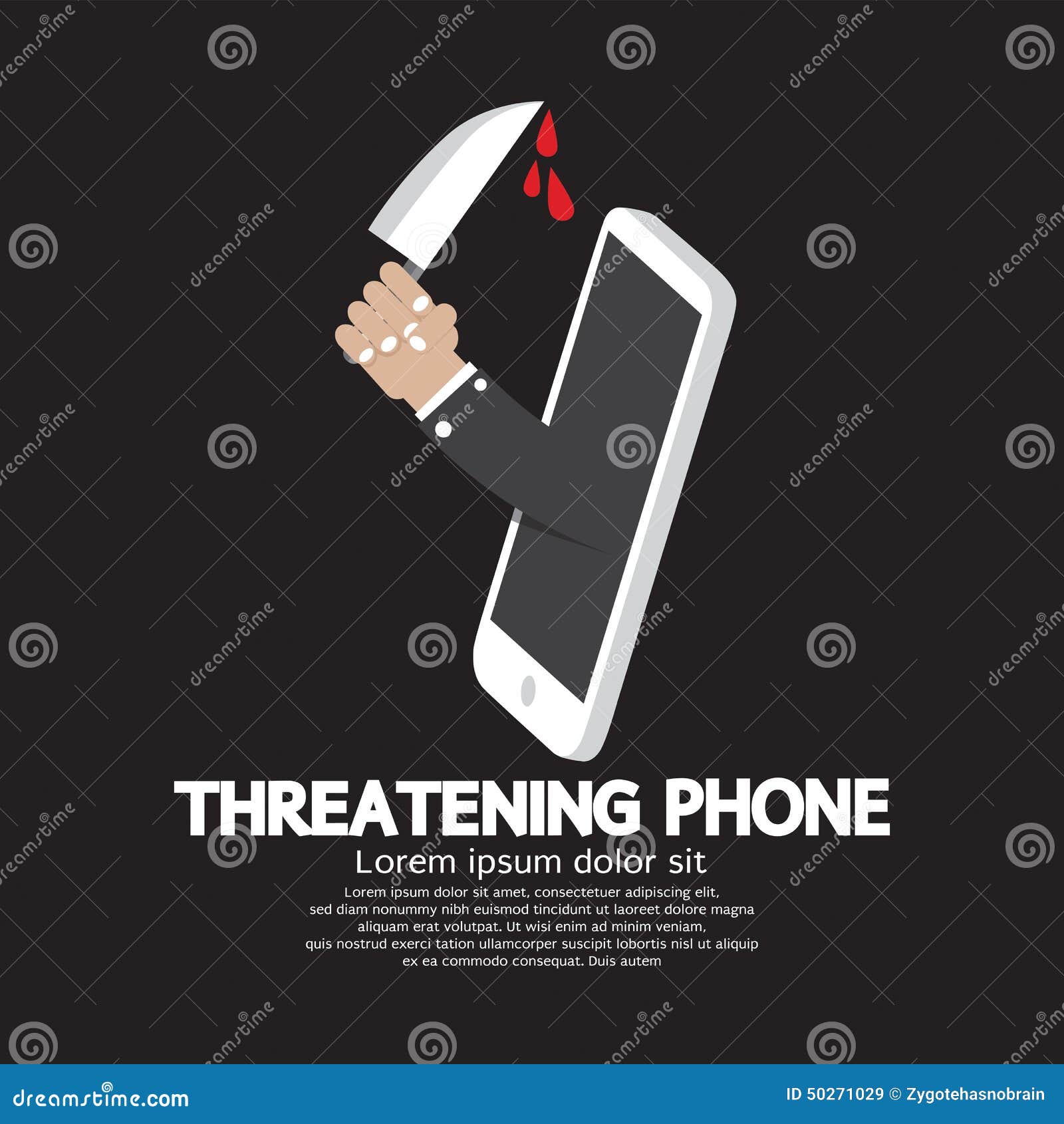 Hand with Knife Threatening Phone Concept Stock Vector - Illustration ...