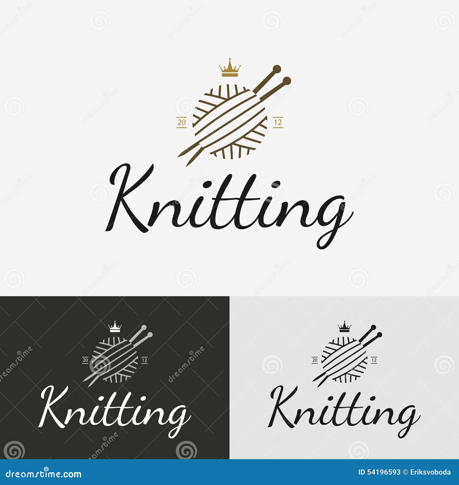 Hand Knit Logo, Badge or Label. Stock Vector - Illustration of needle ...