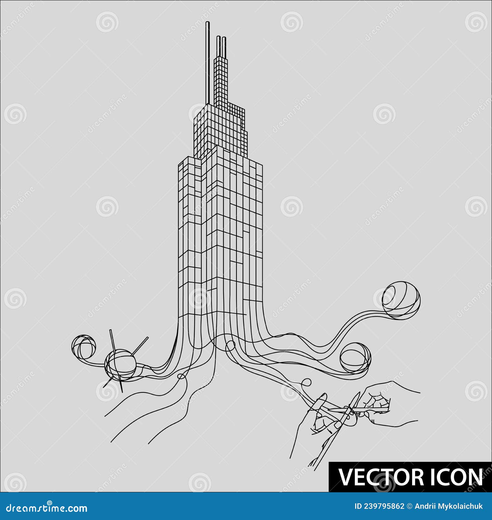Hand Knitted High Building Illustration Stock Vector - Illustration of ...