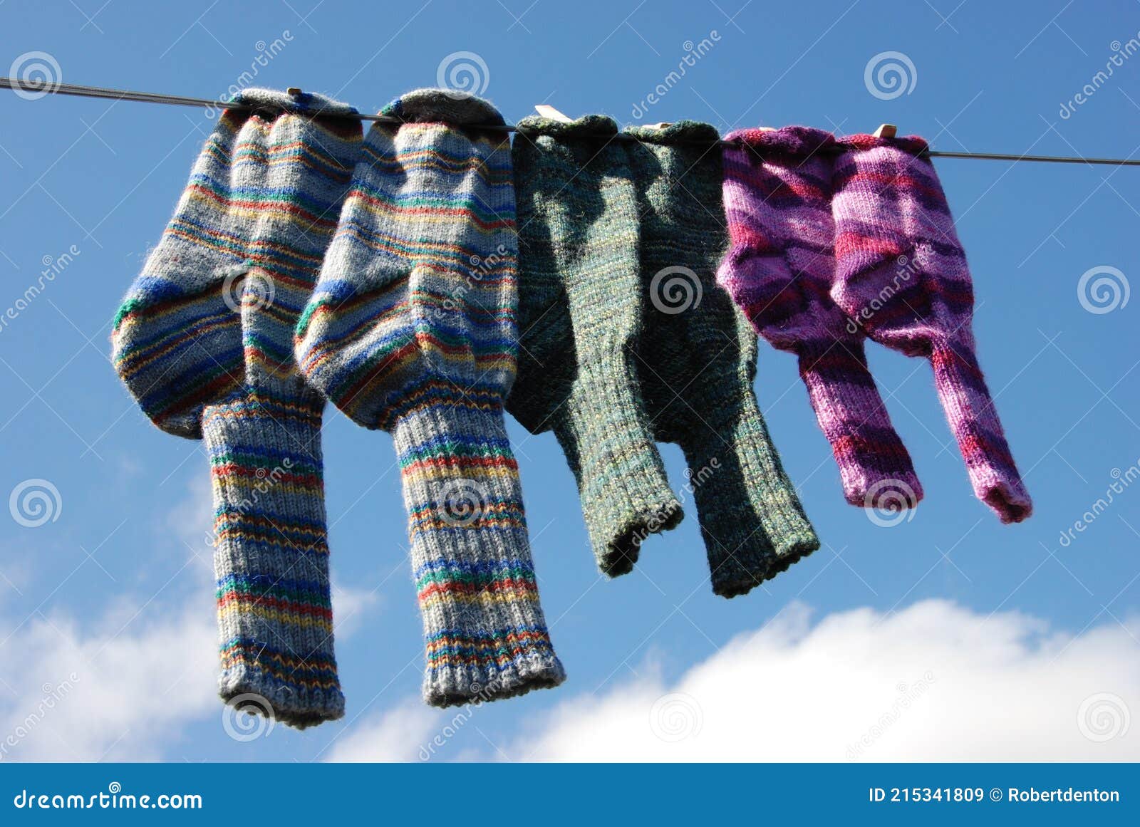 Knitted Socks Washing Line Stock Photos - Free & Royalty-Free Stock ...