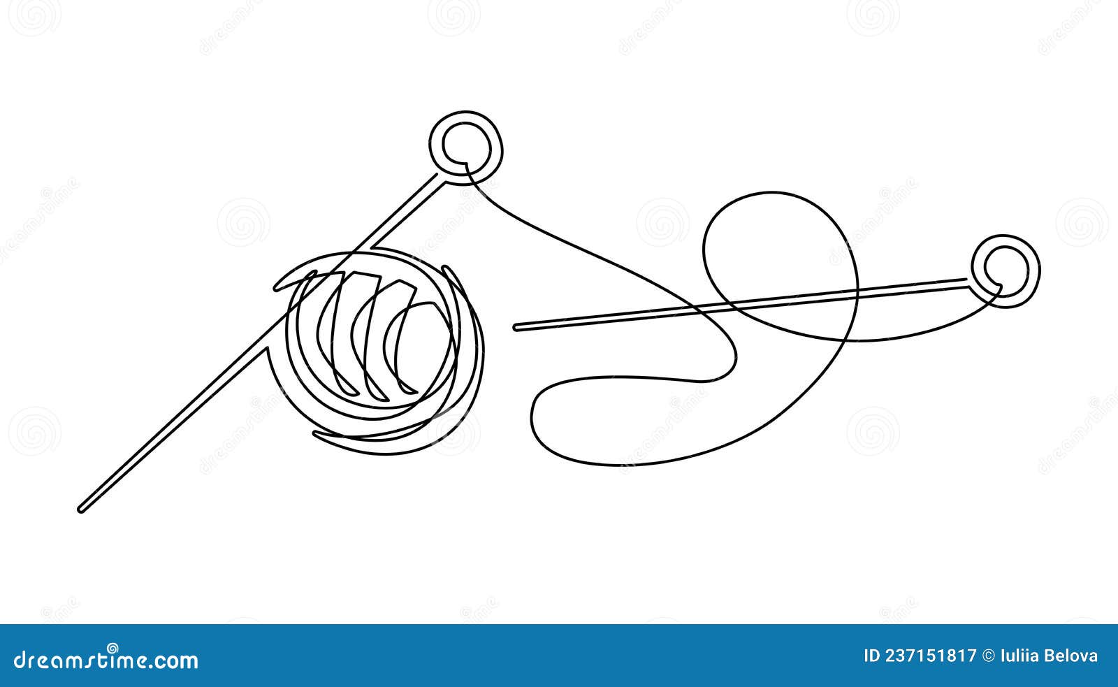 Hand Knitting. Knitting Needles and Threads. Continuous Line Drawing ...
