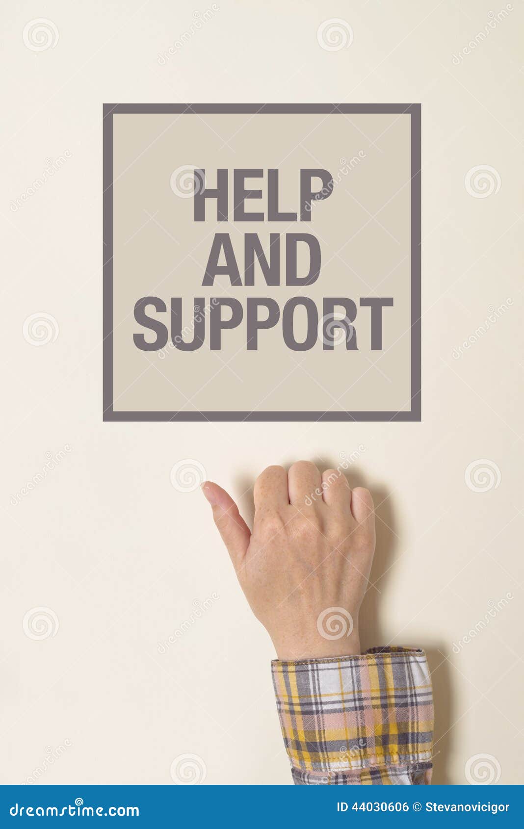 Hand is Knocking on Help and Support Door Stock Photo - Image of check ...