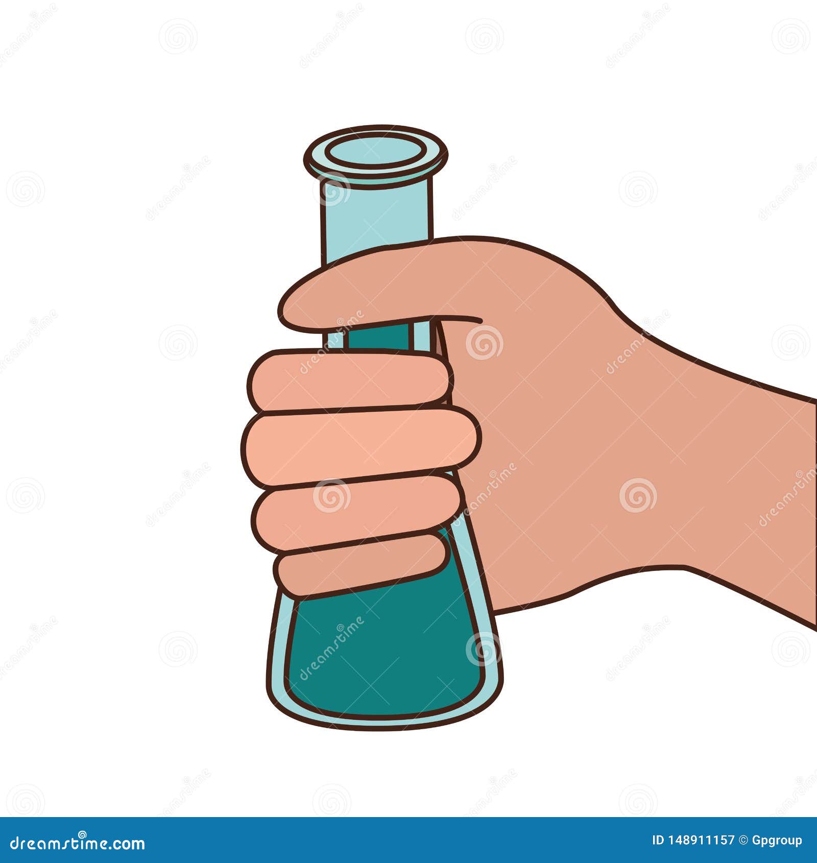 Hand with Laboratory Instruments in White Background Stock Vector ...