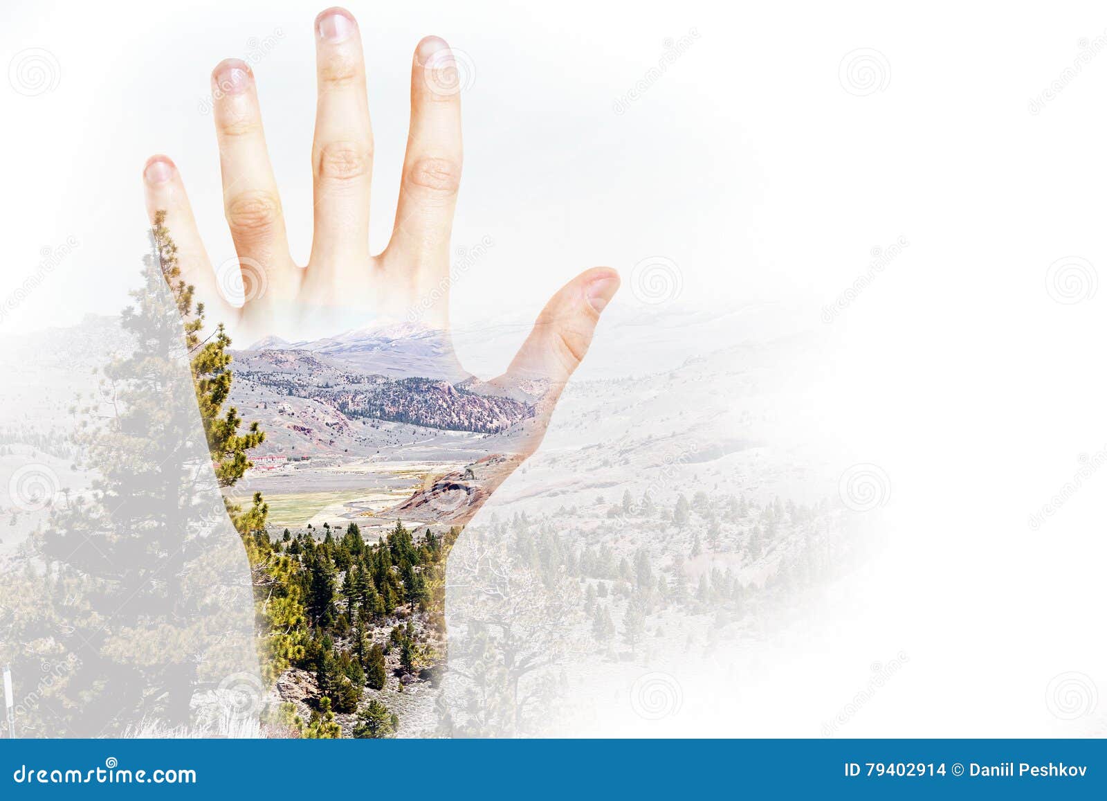 Hand on Landscape Background Stock Photo - Image of person, ecology ...