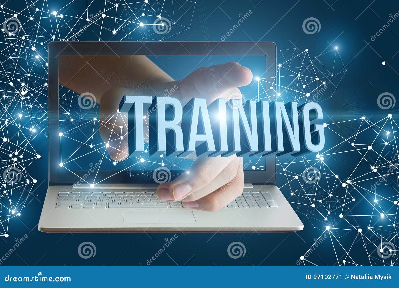 Hand from Laptop Clicks on the Word Training. Stock Image - Image of ...