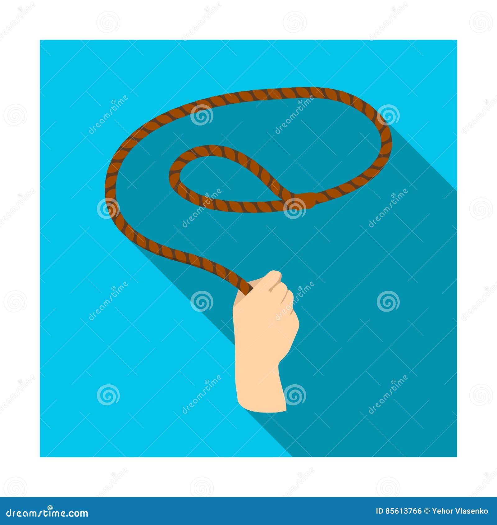 Hand with Lasso Icon in Flat Style Isolated on White Background. Rodeo ...