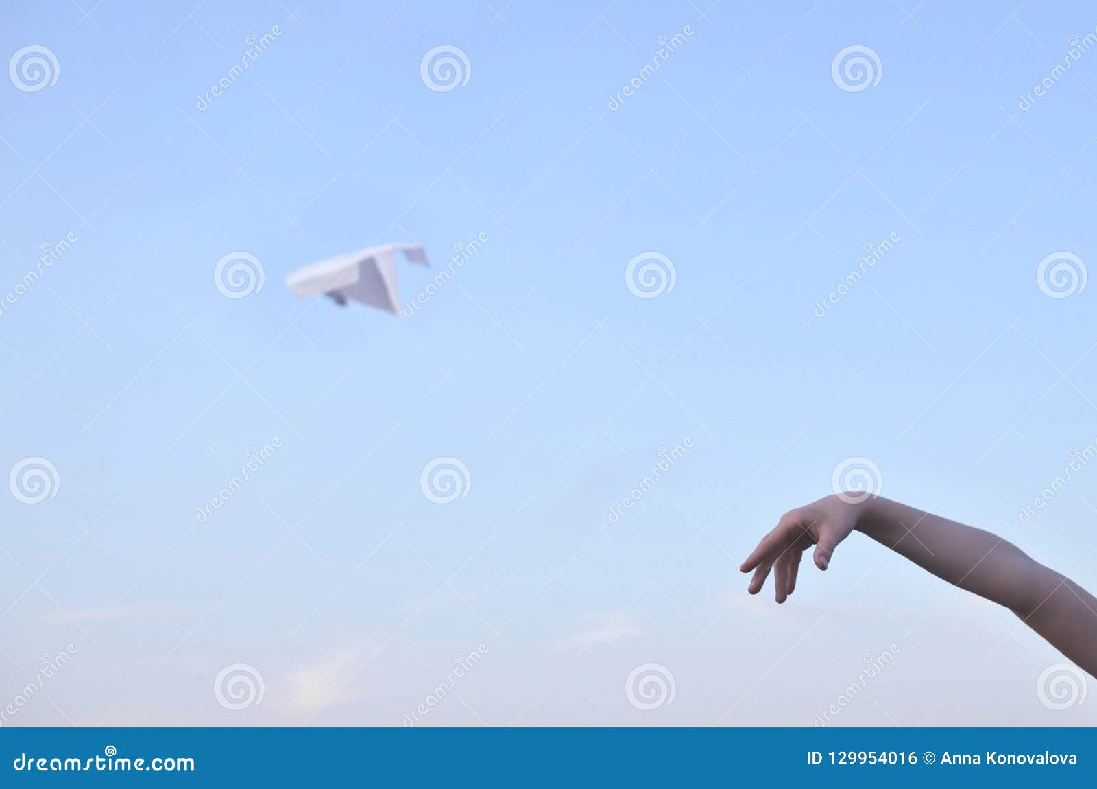 Hand Launches Paper Airplane Stock Photo - Image of movement, plane ...